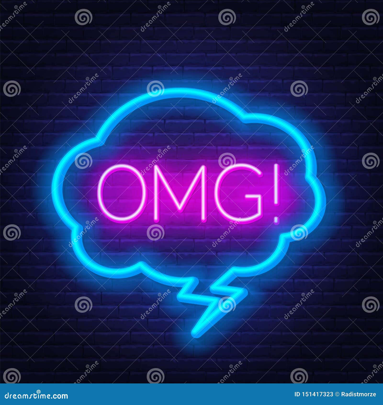 Neon Sign Omg in Frame on Dark Background Stock Illustration ...