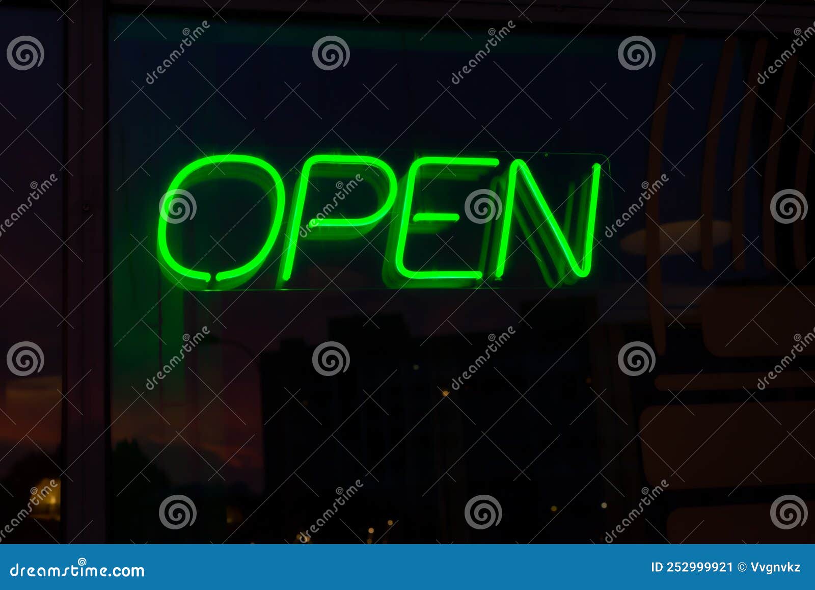 Neon Sign Open Closed with Glass Stock Image - Image of retro, symbol ...
