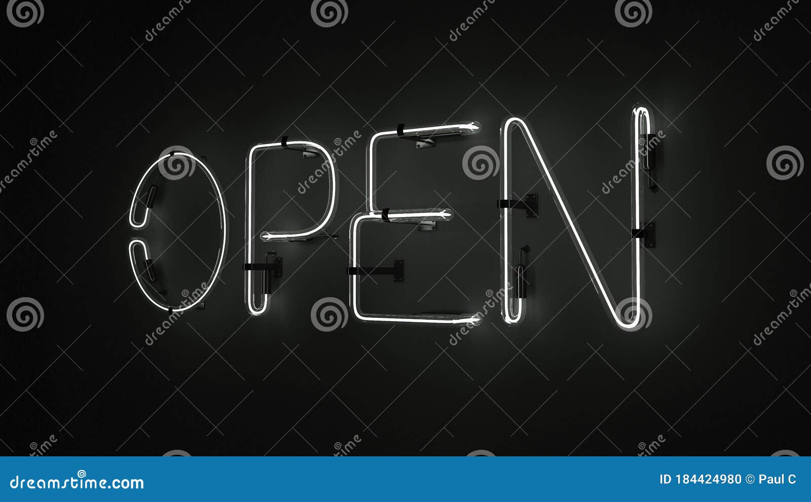 Neon Sign Open stock illustration. Illustration of futuristic - 184424980