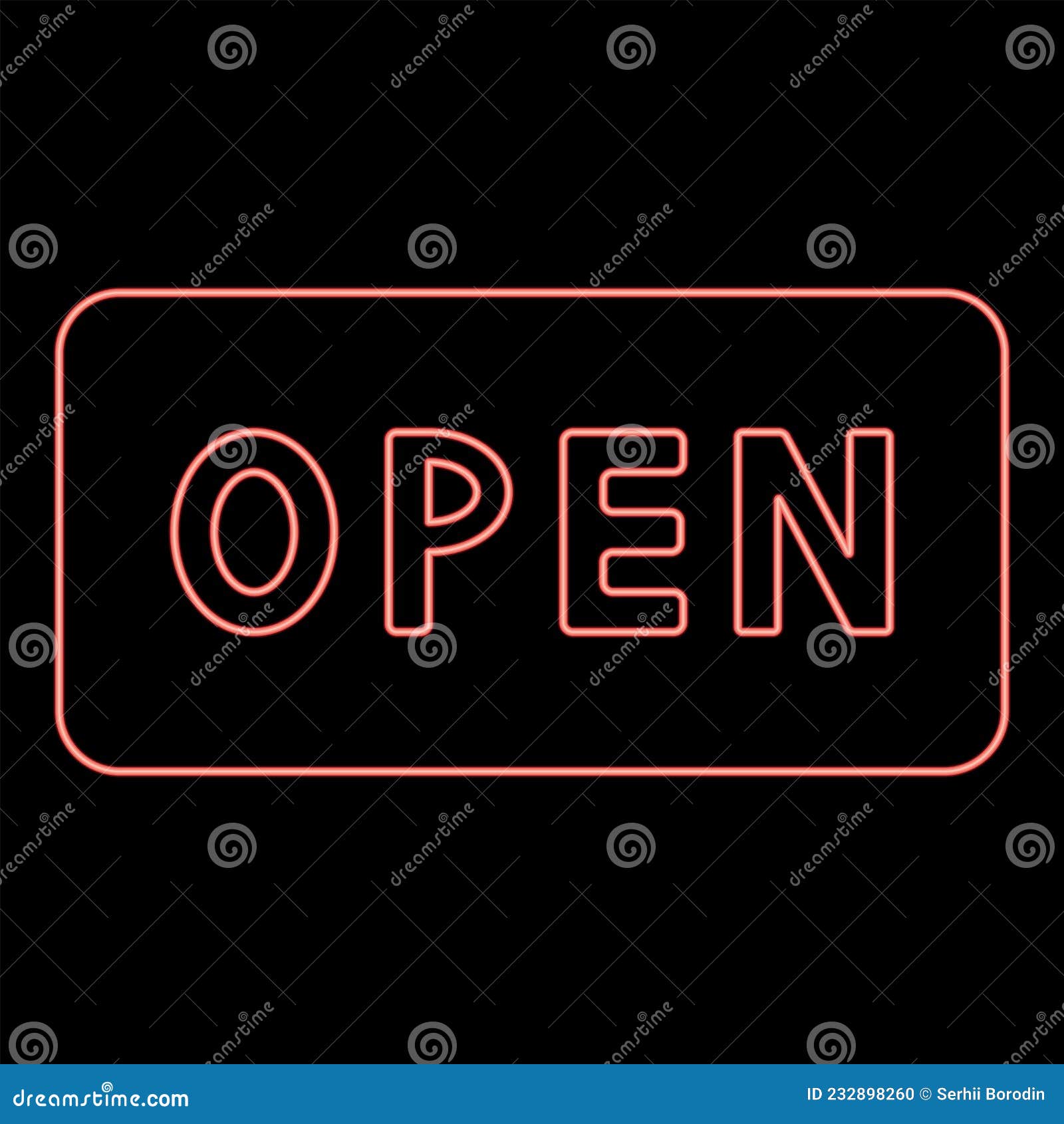 Neon Sign Open Red Color Vector Illustration Flat Style Image Stock ...