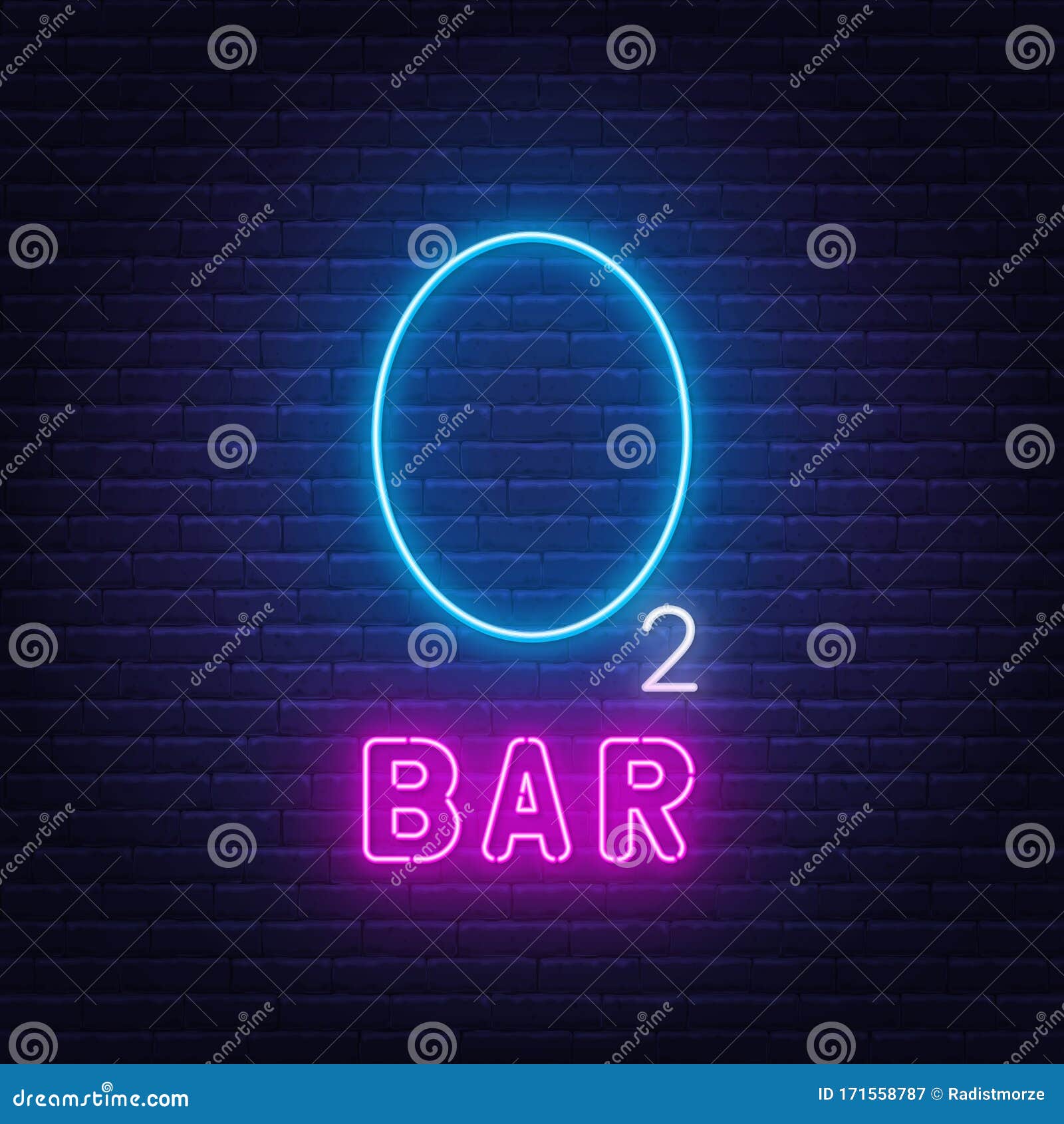 Neon Oxygen Chemical Formula O2 Air Red Color Vector Illustration Image ...