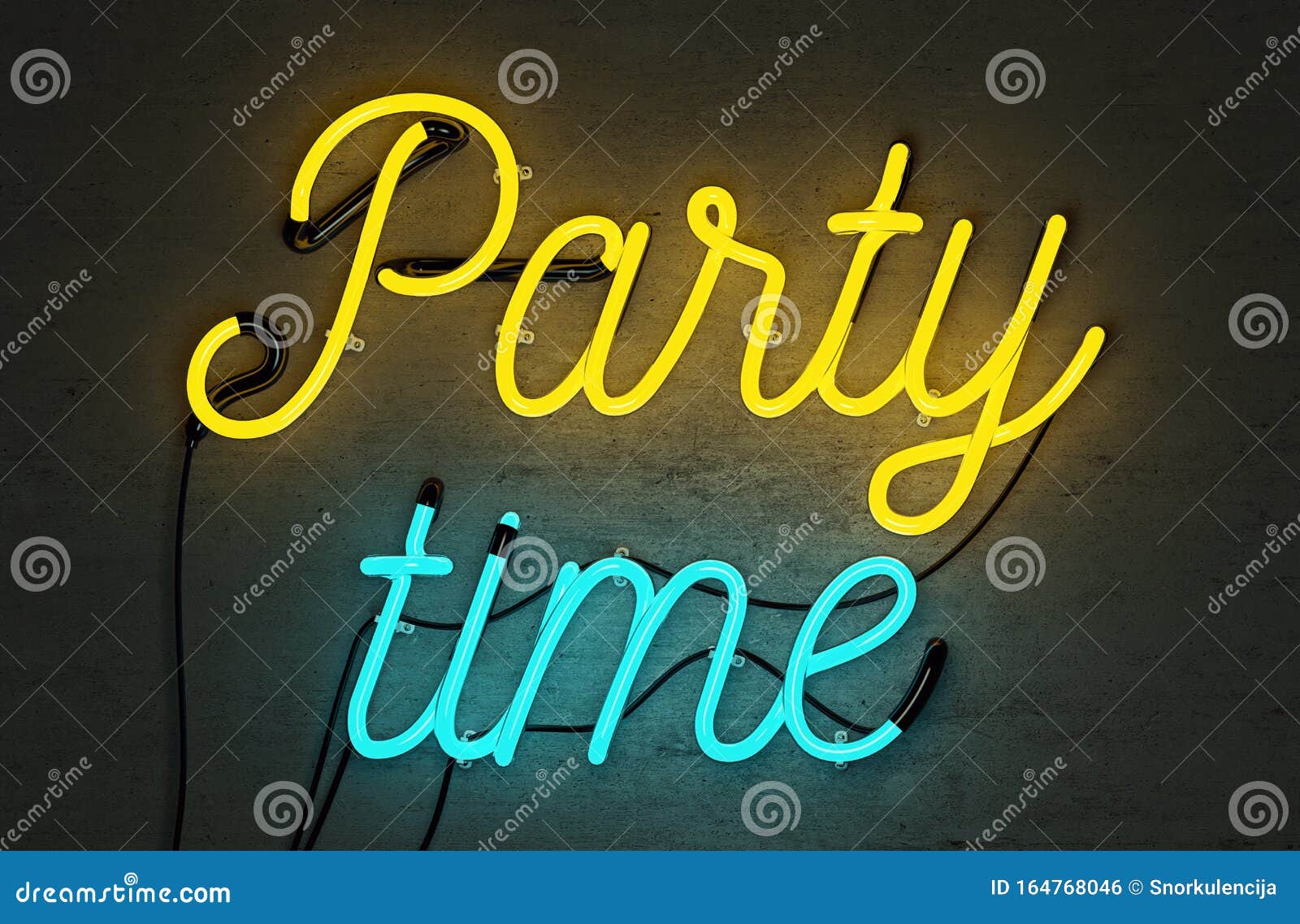 Neon Sign, Party Time, Mock-up with Centered Text Stock Illustration ...