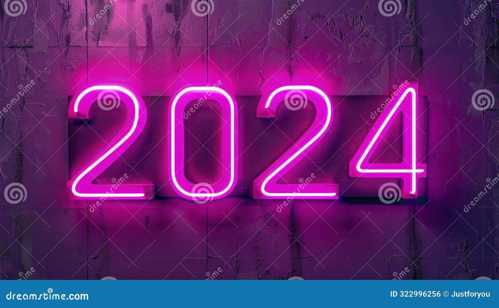 Neon 2024 Sign in Pink Light. Generative Ai Stock Illustration ...