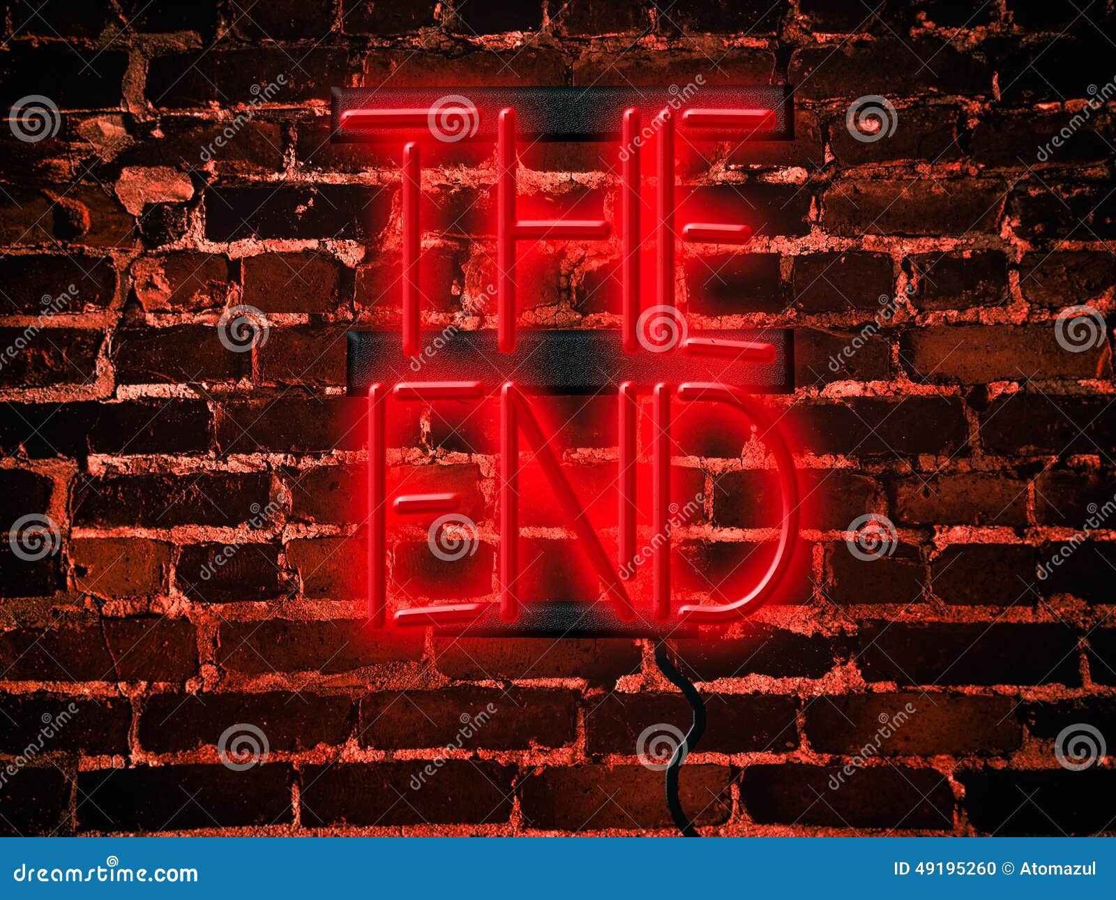 Neon Sign Red the End stock photo. Image of light, lights - 49195260