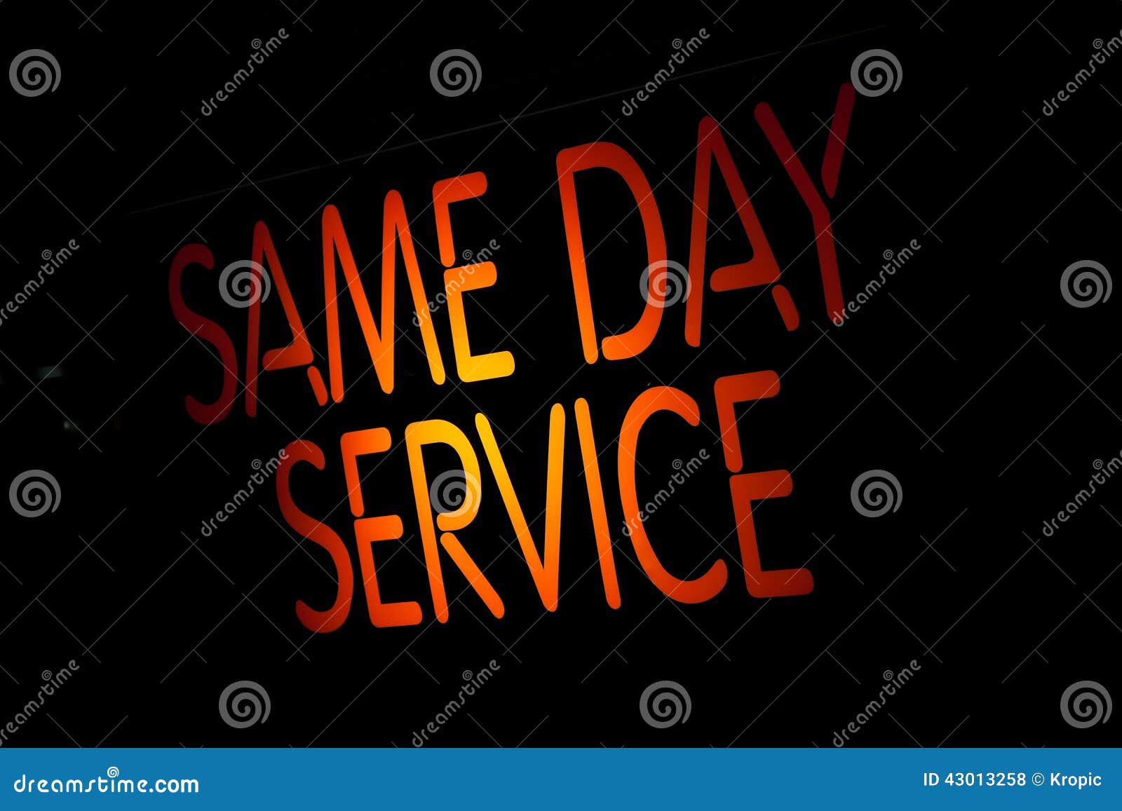 Neon Sign Same Day Service stock photo. Image of sign - 43013258