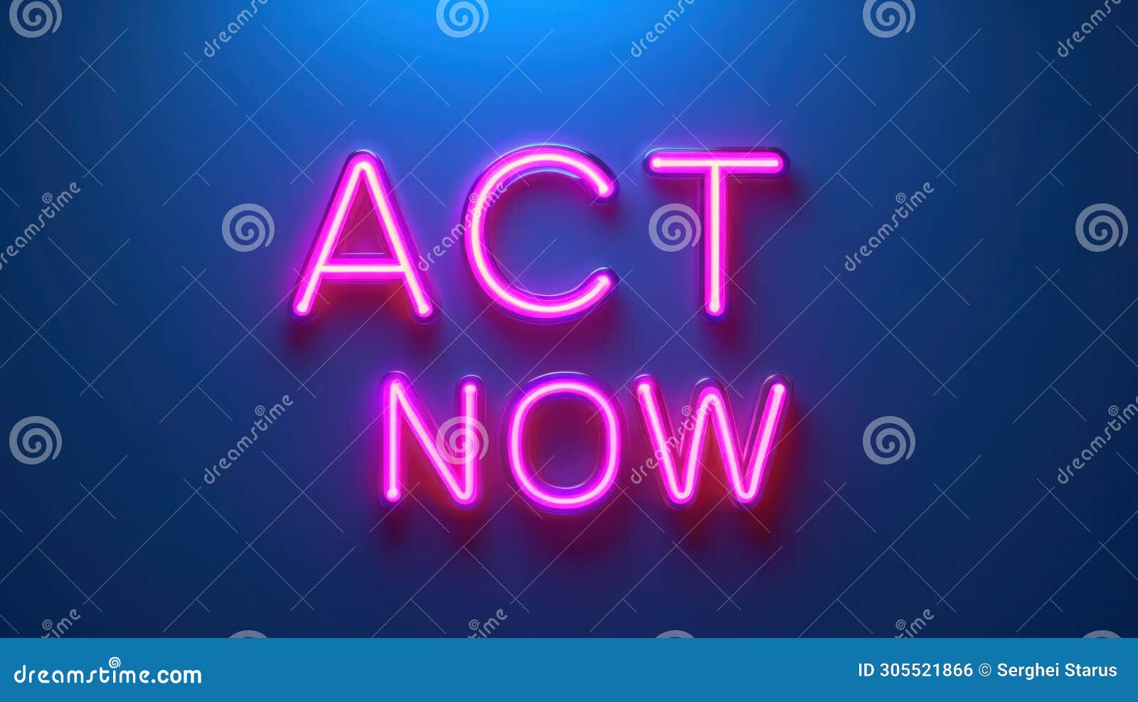 A Neon Sign that Says Act Now in Blue, AI Stock Illustration ...