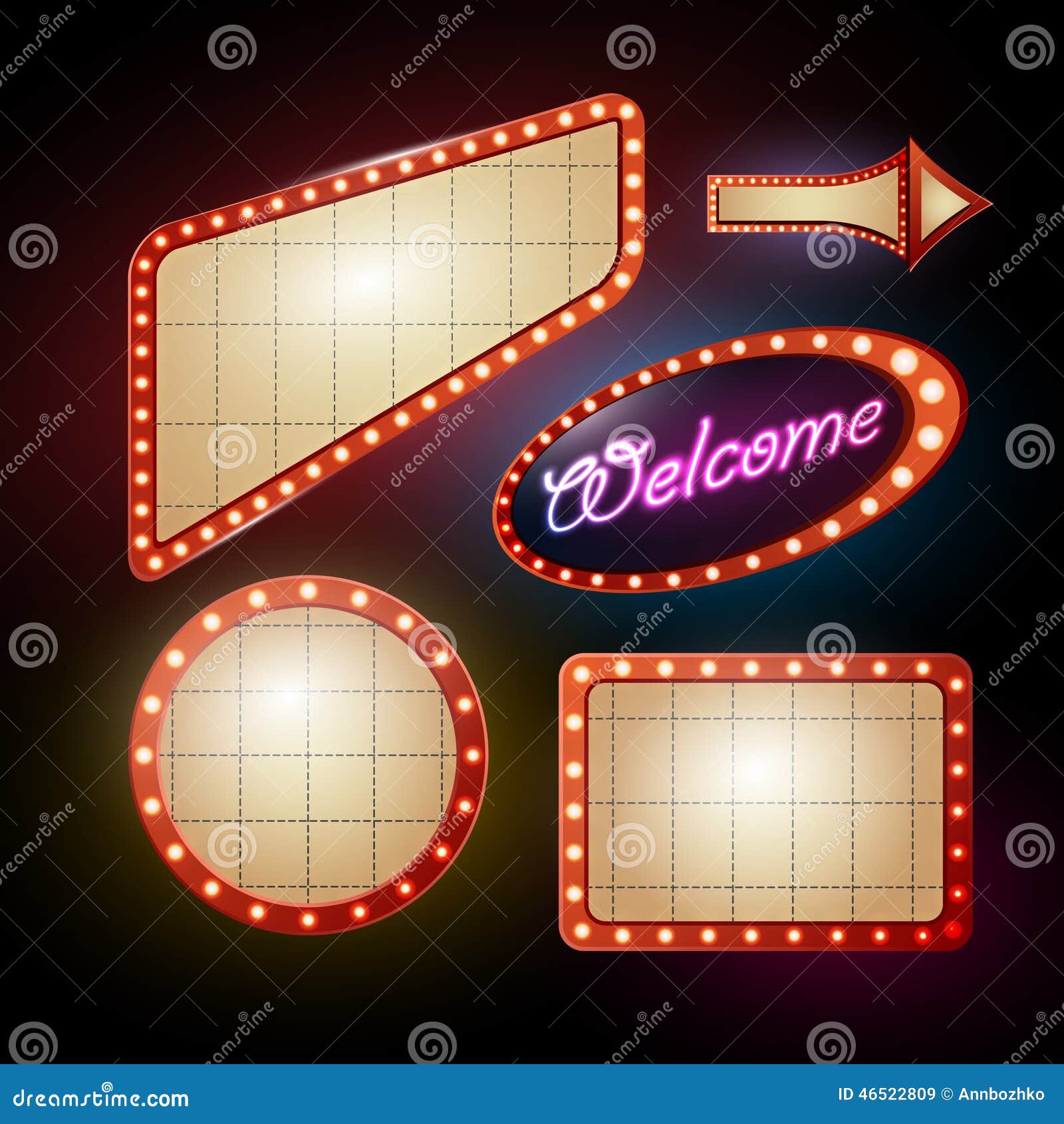 Neon sign. set of frames stock vector. Illustration of shape - 46522809