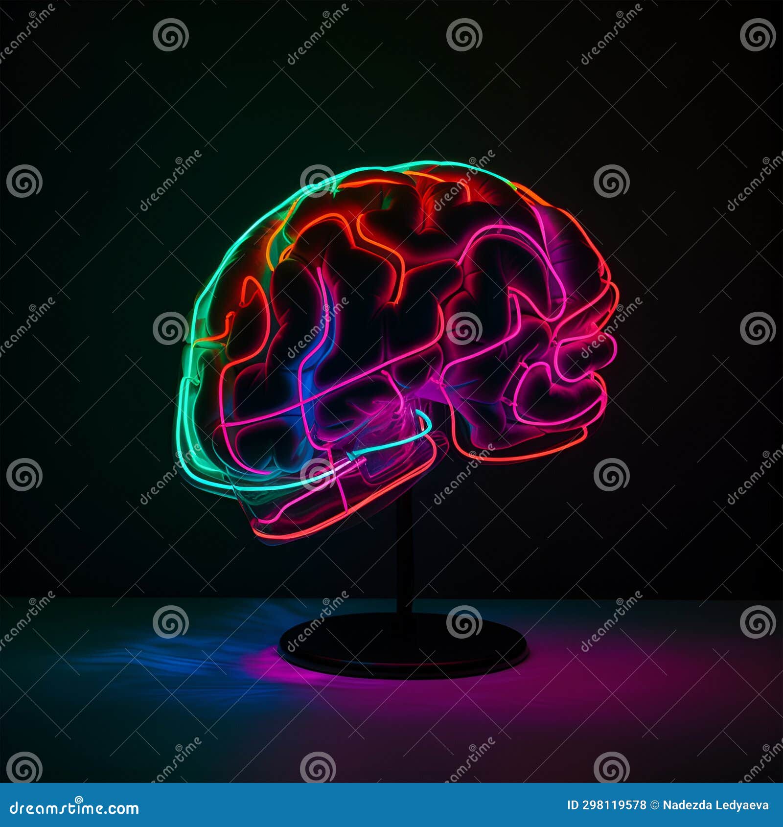 Neon Sign Shaped Like a Brain. the Color Can Be Adjusted Easily. Stock ...