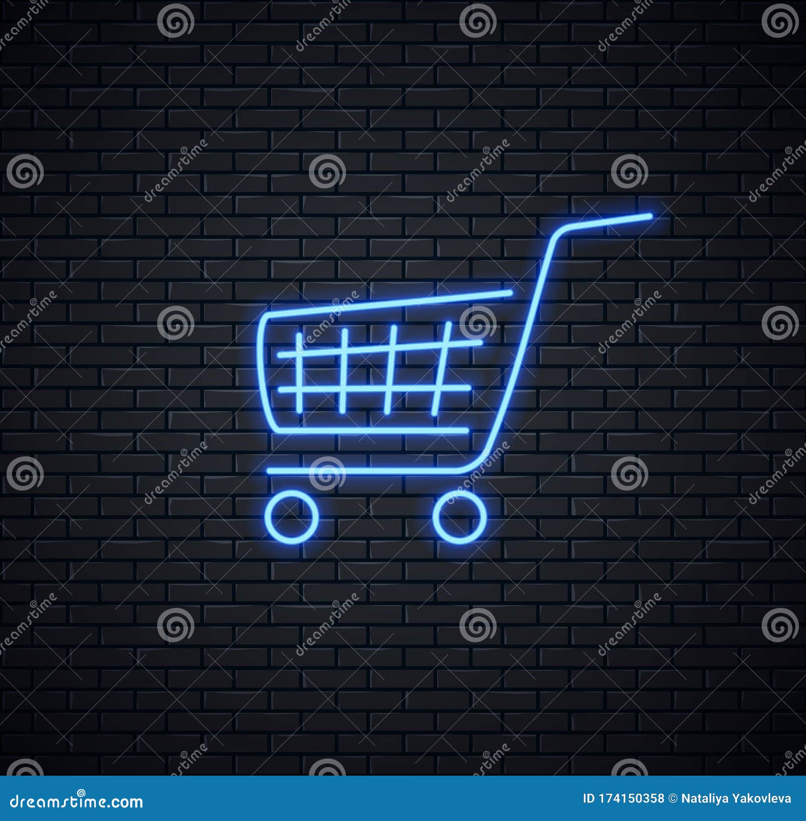 Neon Sign of a Shopping Cart Stock Vector - Illustration of outline ...