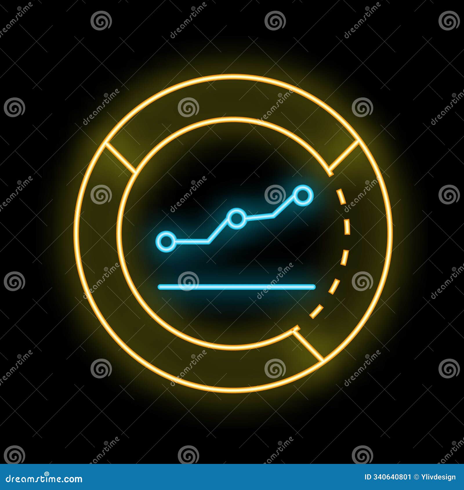 Neon Sign Showing Market Share Increase Inside Pie Chart on Black ...