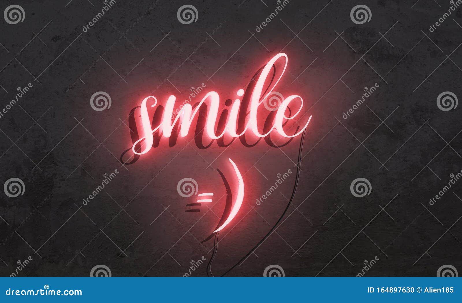 Neon Sign Smile on Grunge Background Stock Photo - Image of glowing ...