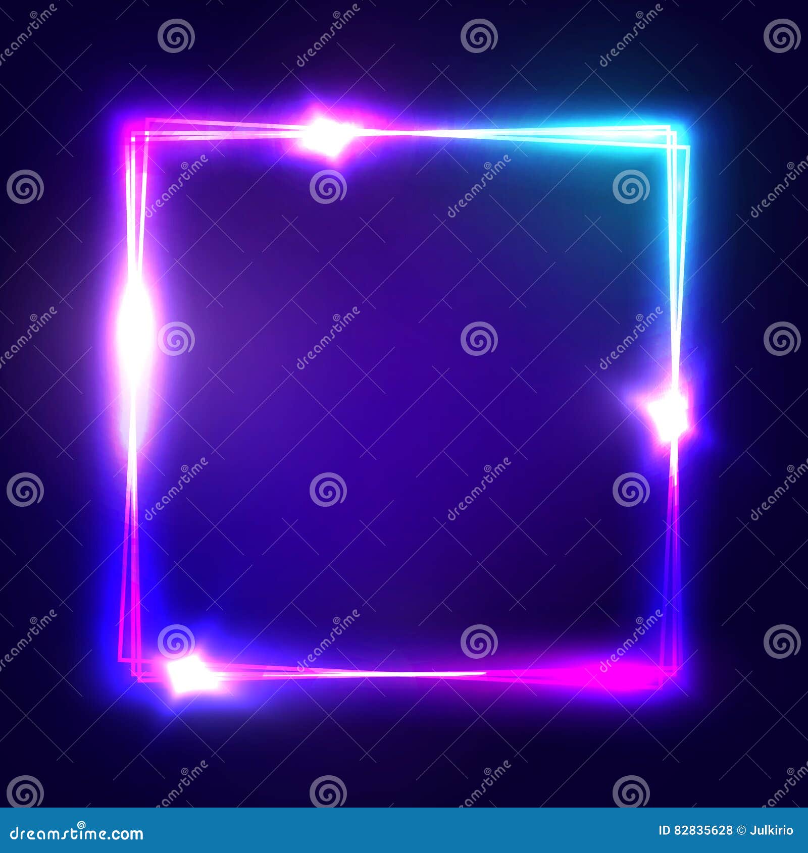 Neon Sign. Square Frame with Glowing and Light Stock Vector ...