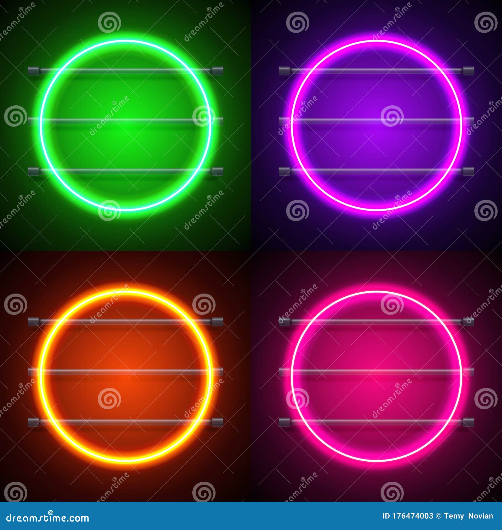 Neon Sign. Square Frame with Glowing and Light Stock Illustration ...