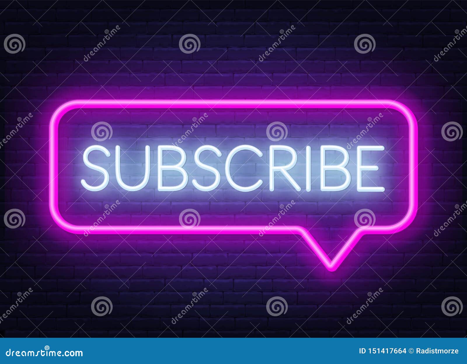 Neon Sign Subscribe in Speech Bubble Frame on Dark Background Stock ...