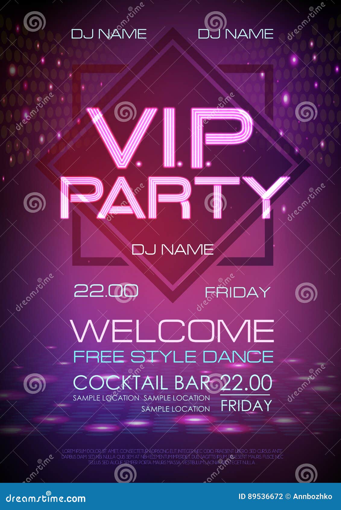 Neon Sign. VIP Party. Disco Poster Stock Vector - Illustration of ...