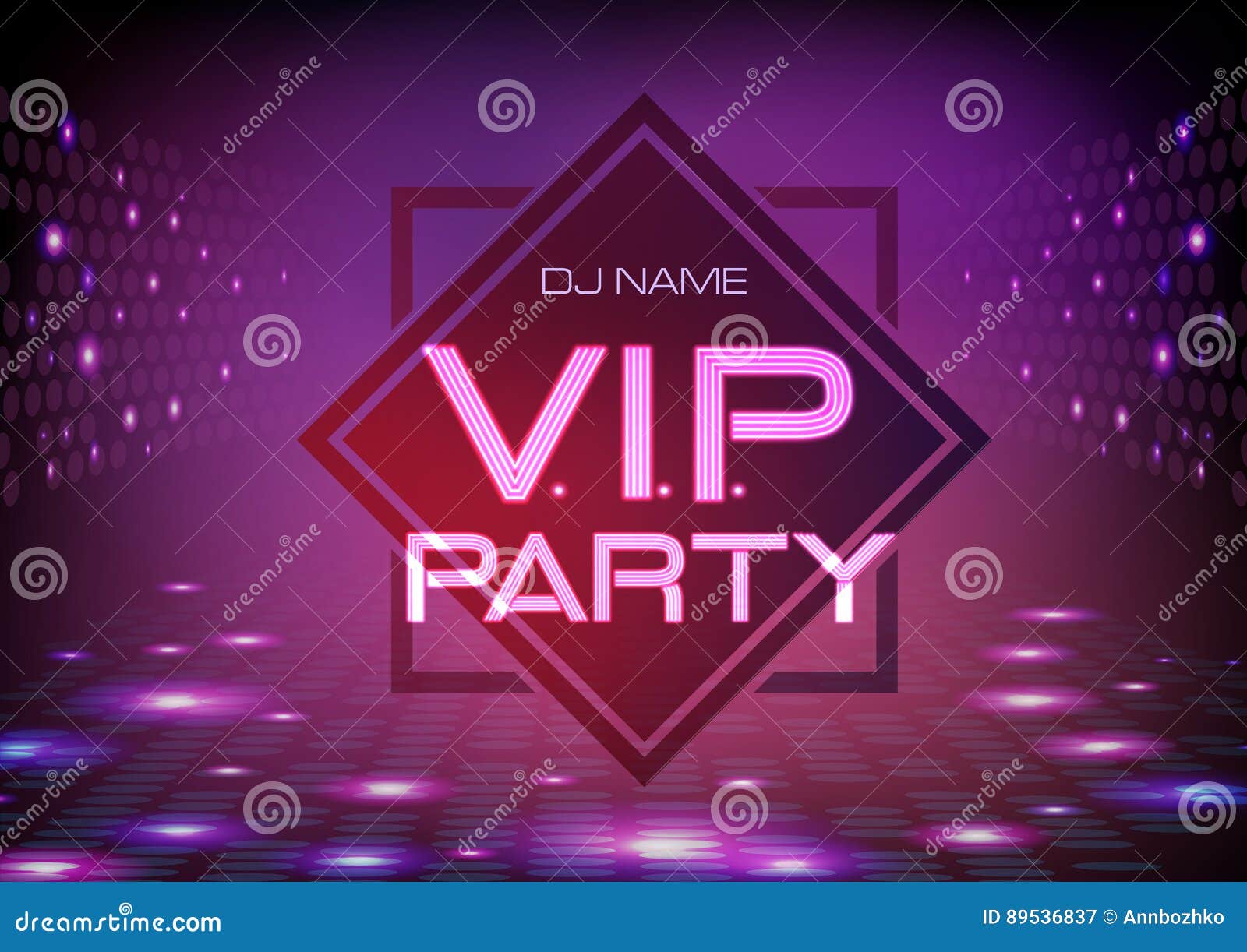 Neon Sign. VIP Party. Disco Poster Stock Vector - Illustration of dance ...