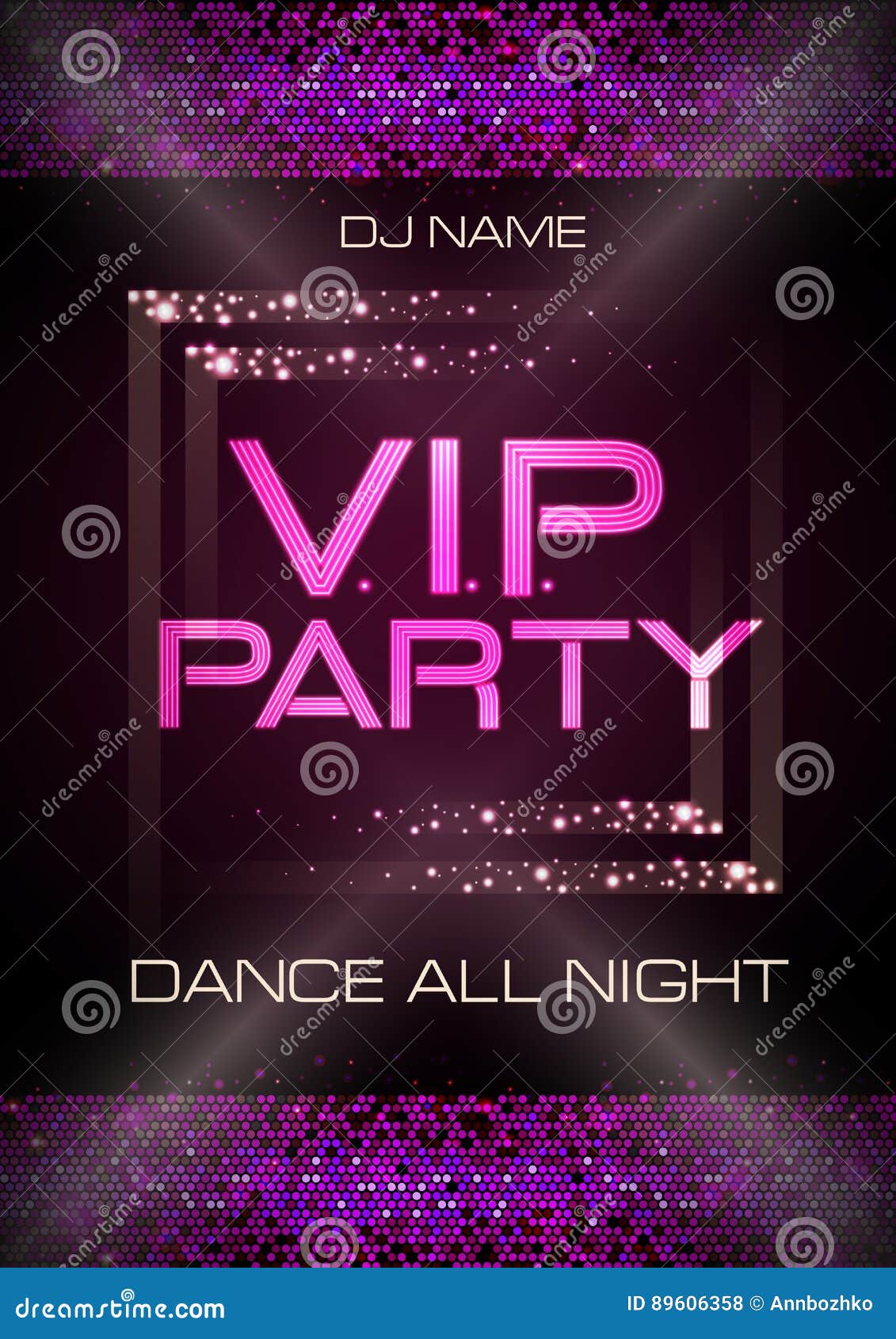 Neon Sign. VIP Party. Disco Poster Stock Vector - Illustration of glow ...