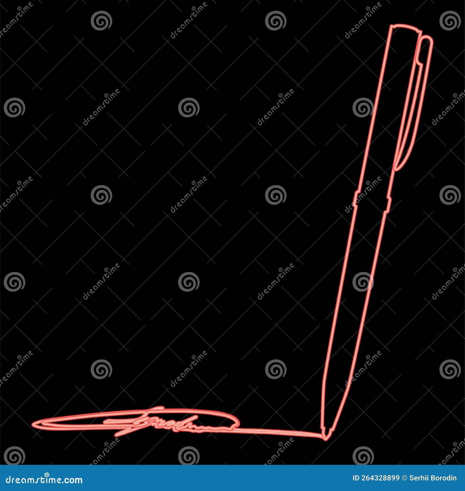 Neon Signature Using Pen Ink Writing Concept Red Color Vector ...