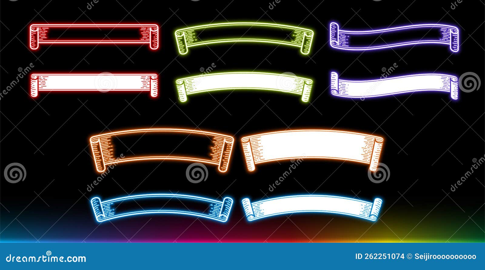 Neon Signboard Design Horizontal Label Set Stock Vector - Illustration ...