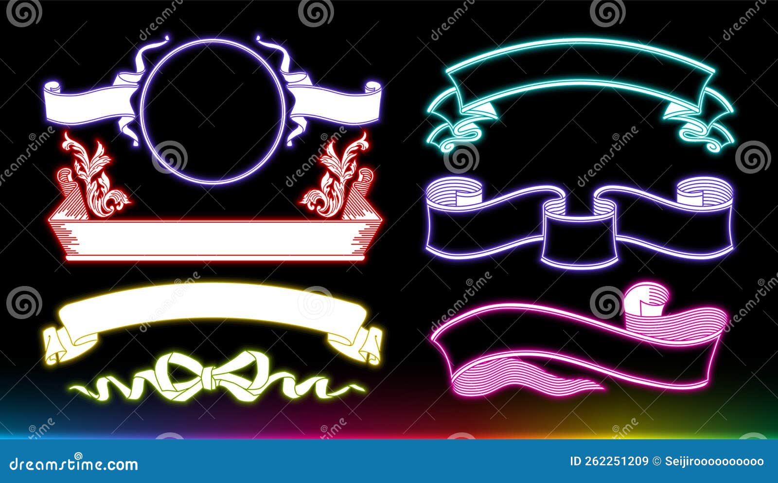 Neon Signboard Design Horizontal Label Set Stock Vector - Illustration ...