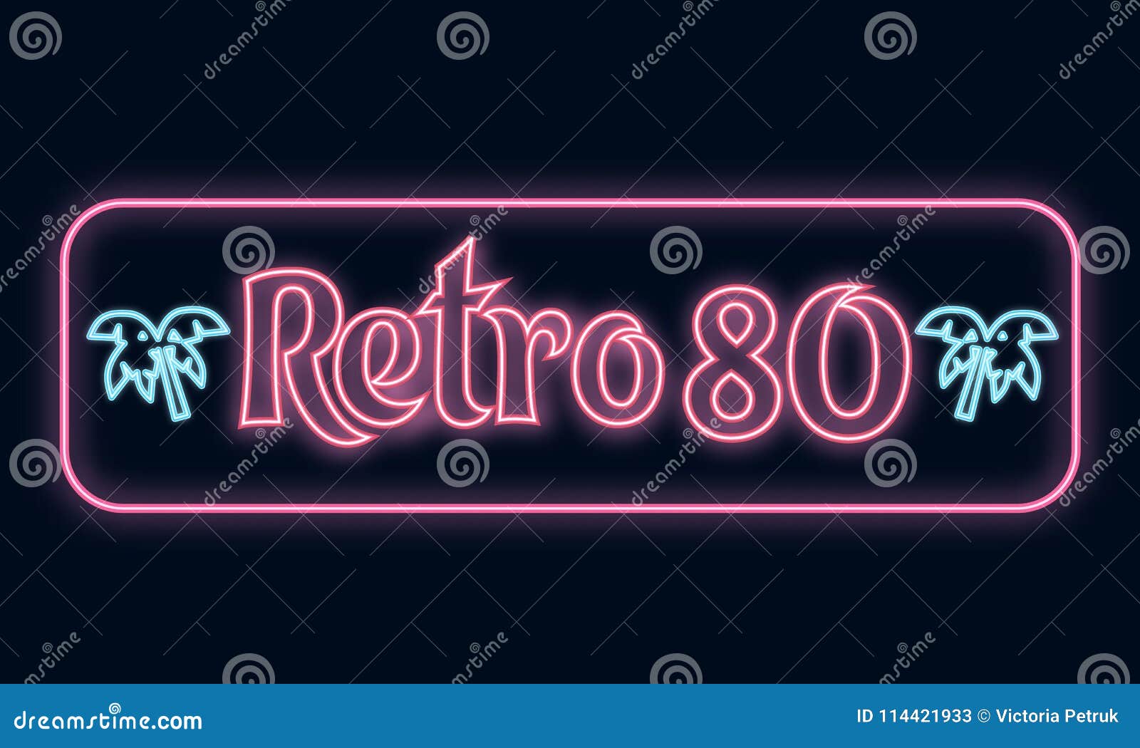 Neon signboard ` Retro 80` stock vector. Illustration of padlock ...