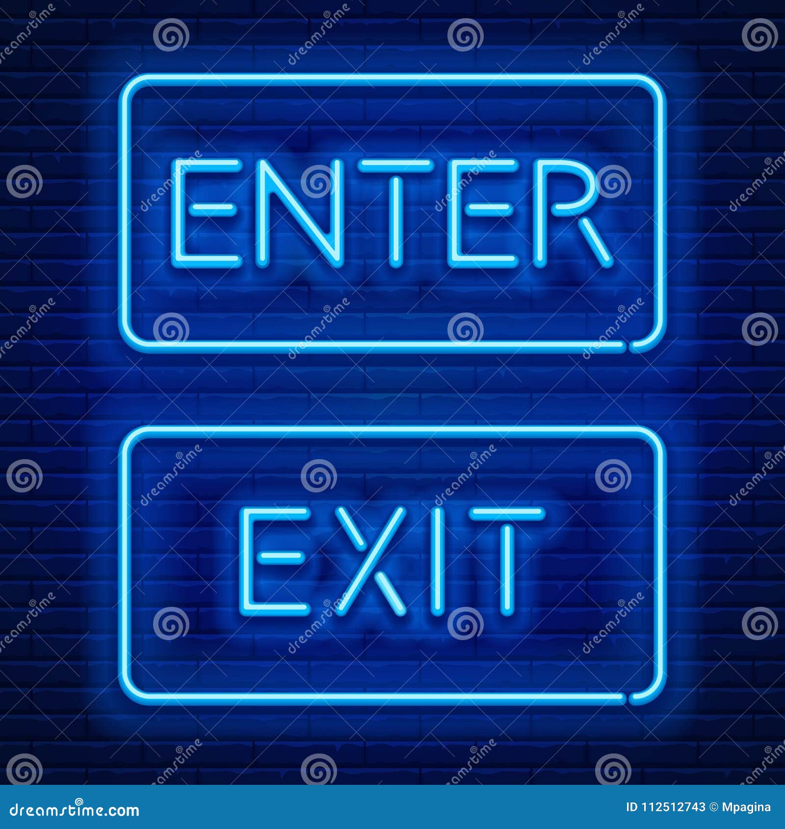 Neon signs Enter and Exit stock vector. Illustration of enter - 112512743