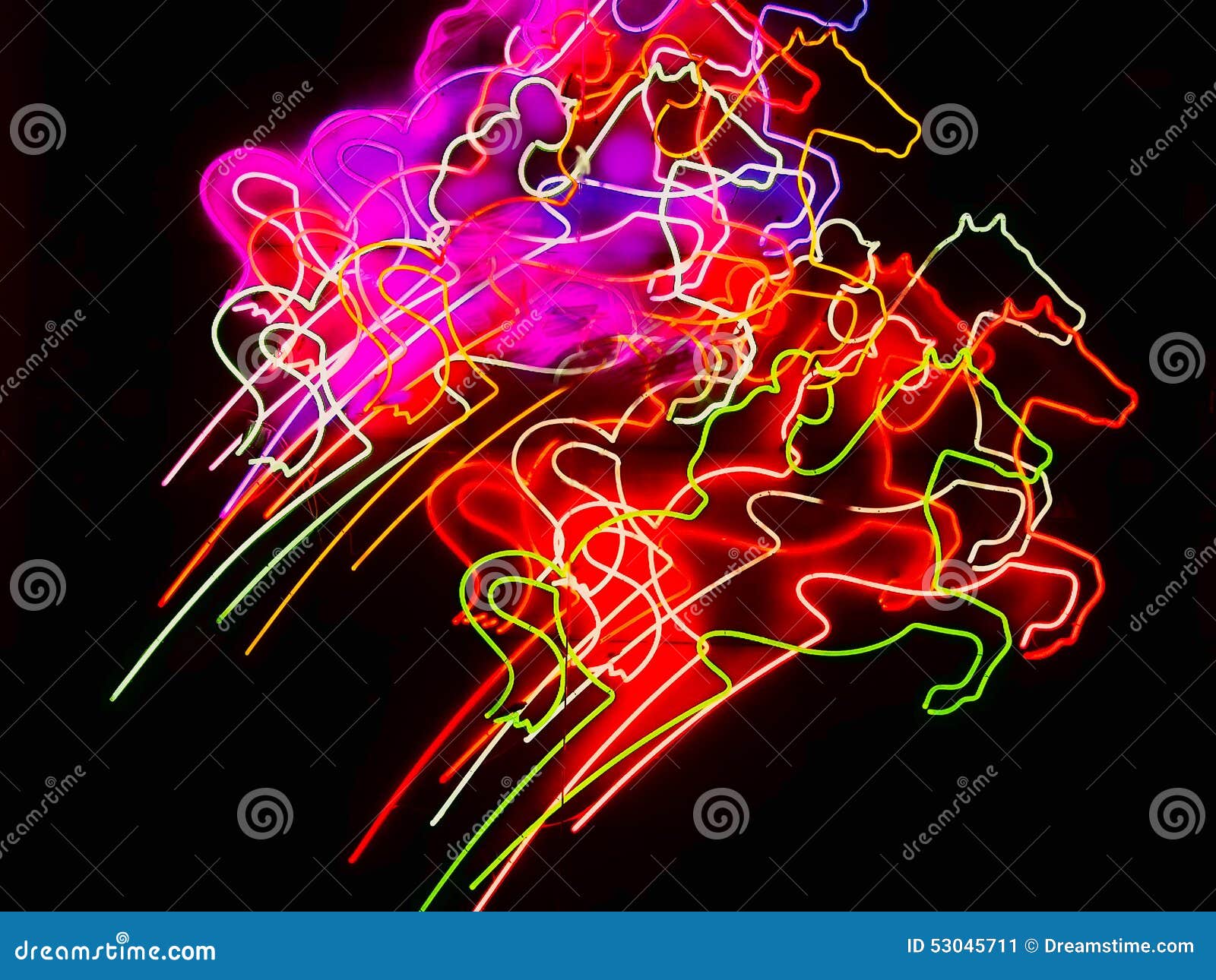 Neon Signs of Horses in Movement Stock Image - Image of colourful ...
