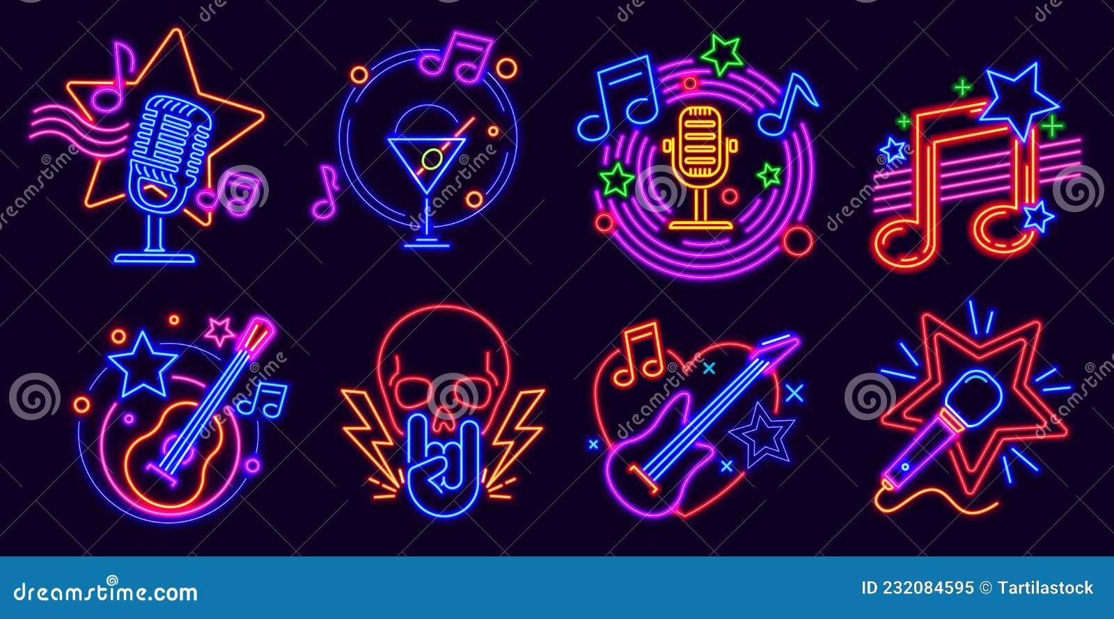 Neon Signs For Karaoke Club And Stand Up Comedy Show Music Party Night