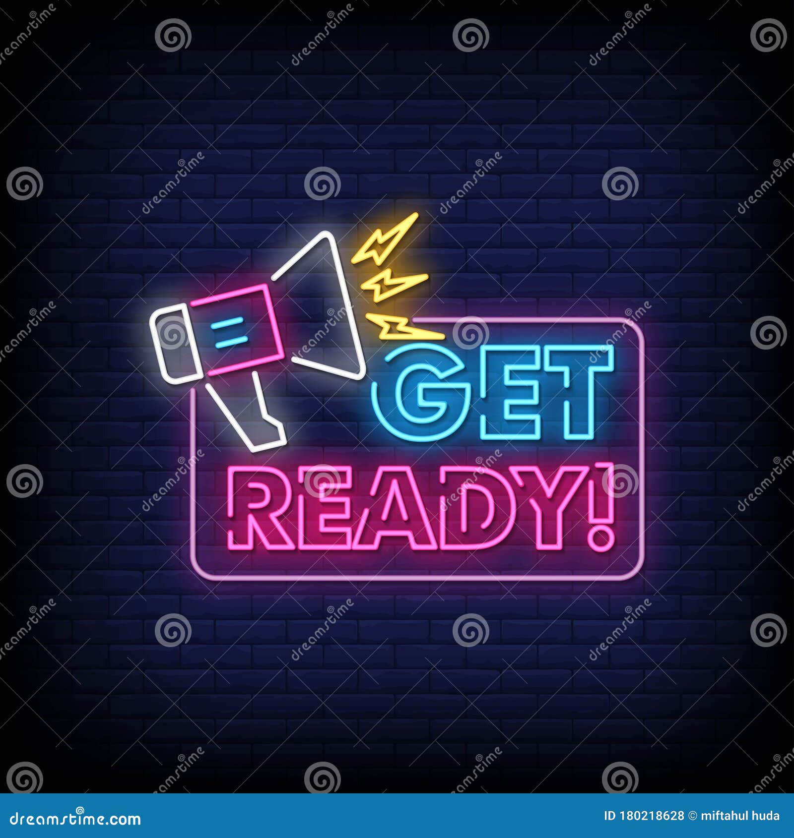 Get Ready Neon Signs Style Text Vector Stock Vector - Illustration of ...