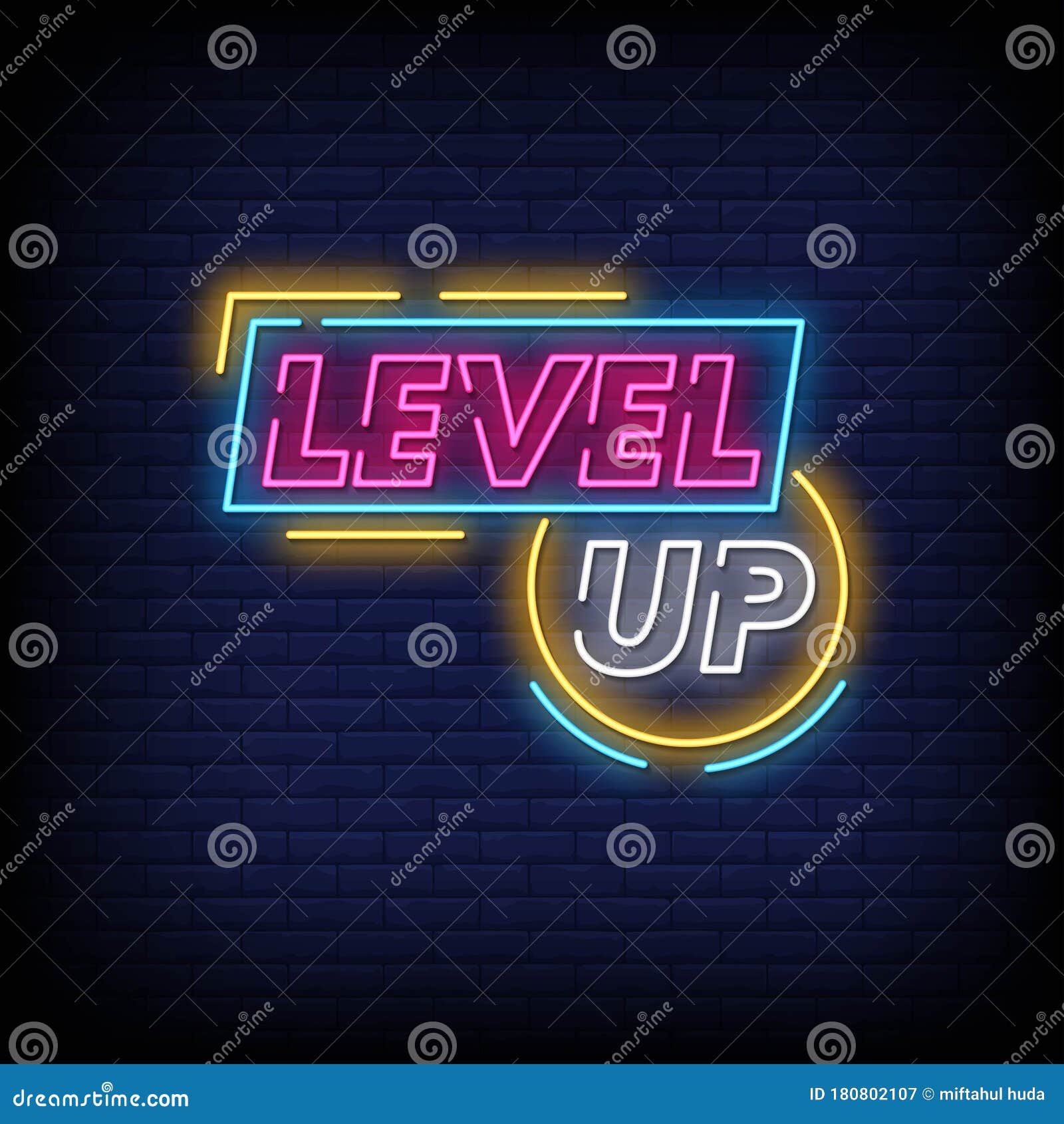 Level Up Neon Signs Style Text Vector Stock Vector - Illustration of ...