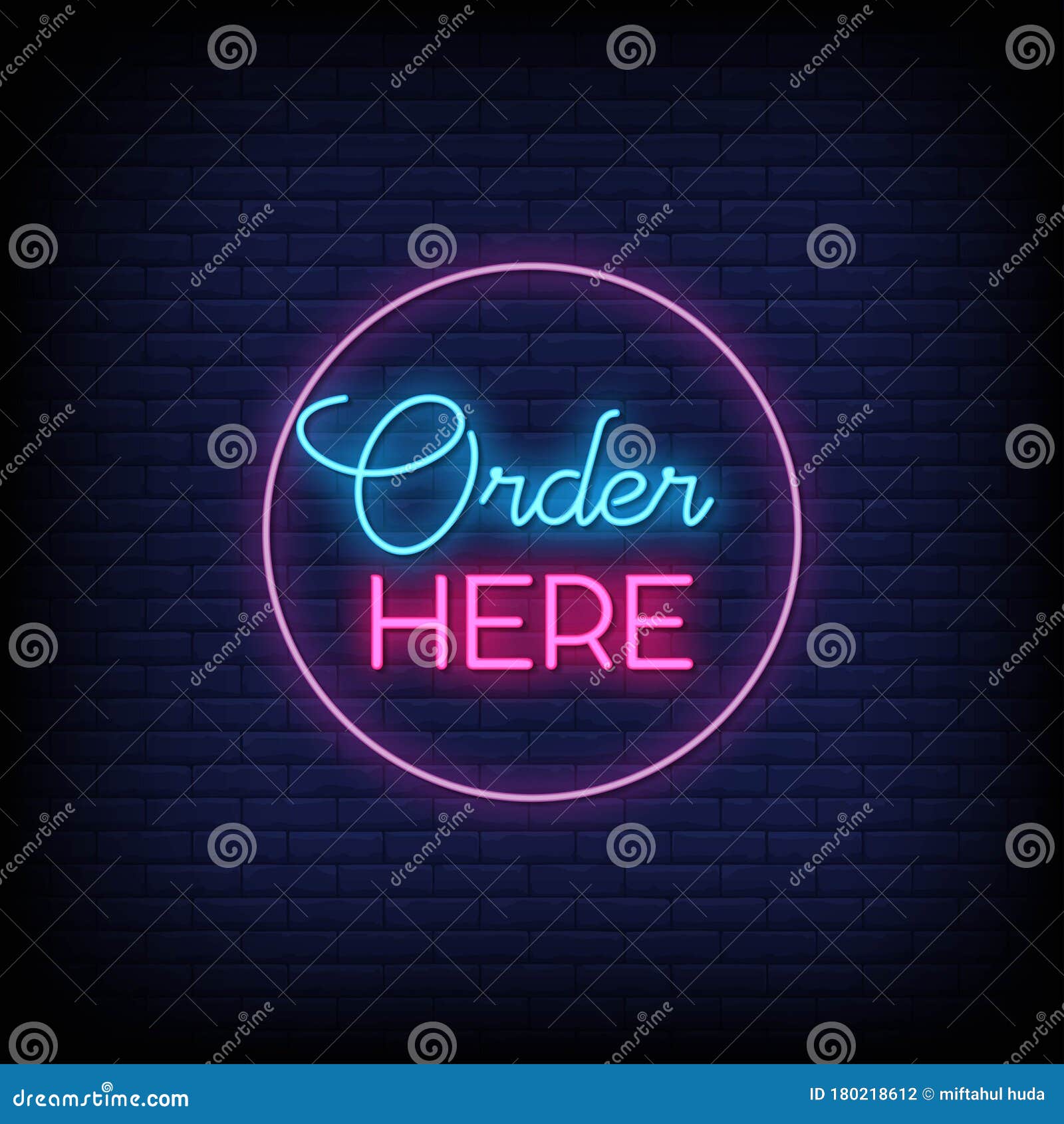 Order Here Neon Signs Style Text Vector Stock Vector - Illustration of ...