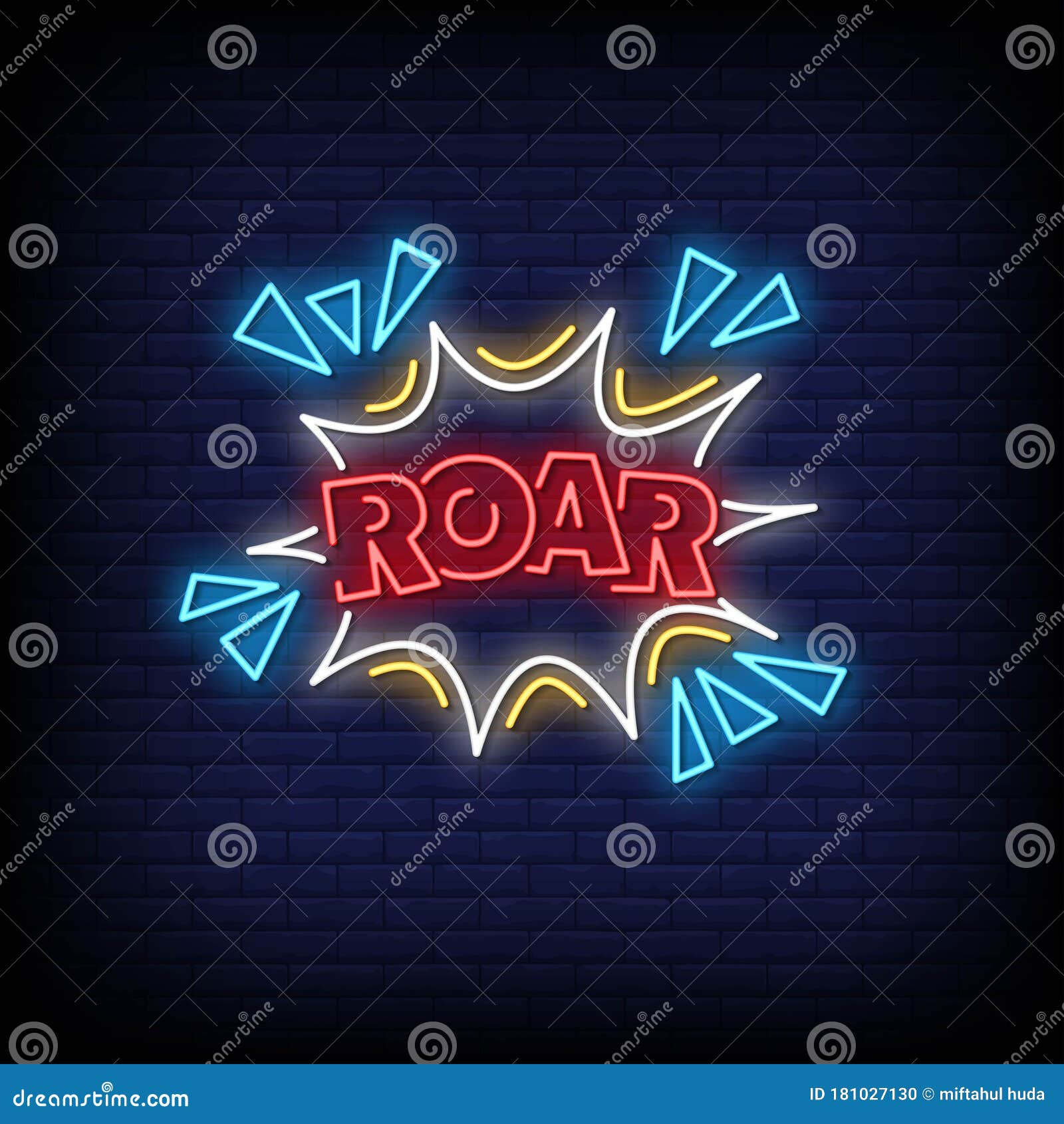 Roar Neon Signs Style Text Vector Stock Vector - Illustration of bang ...
