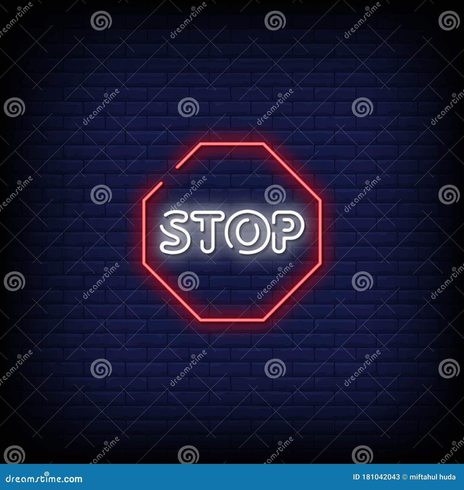 Stop Neon Signs Style Text Vector Stock Vector - Illustration of ...
