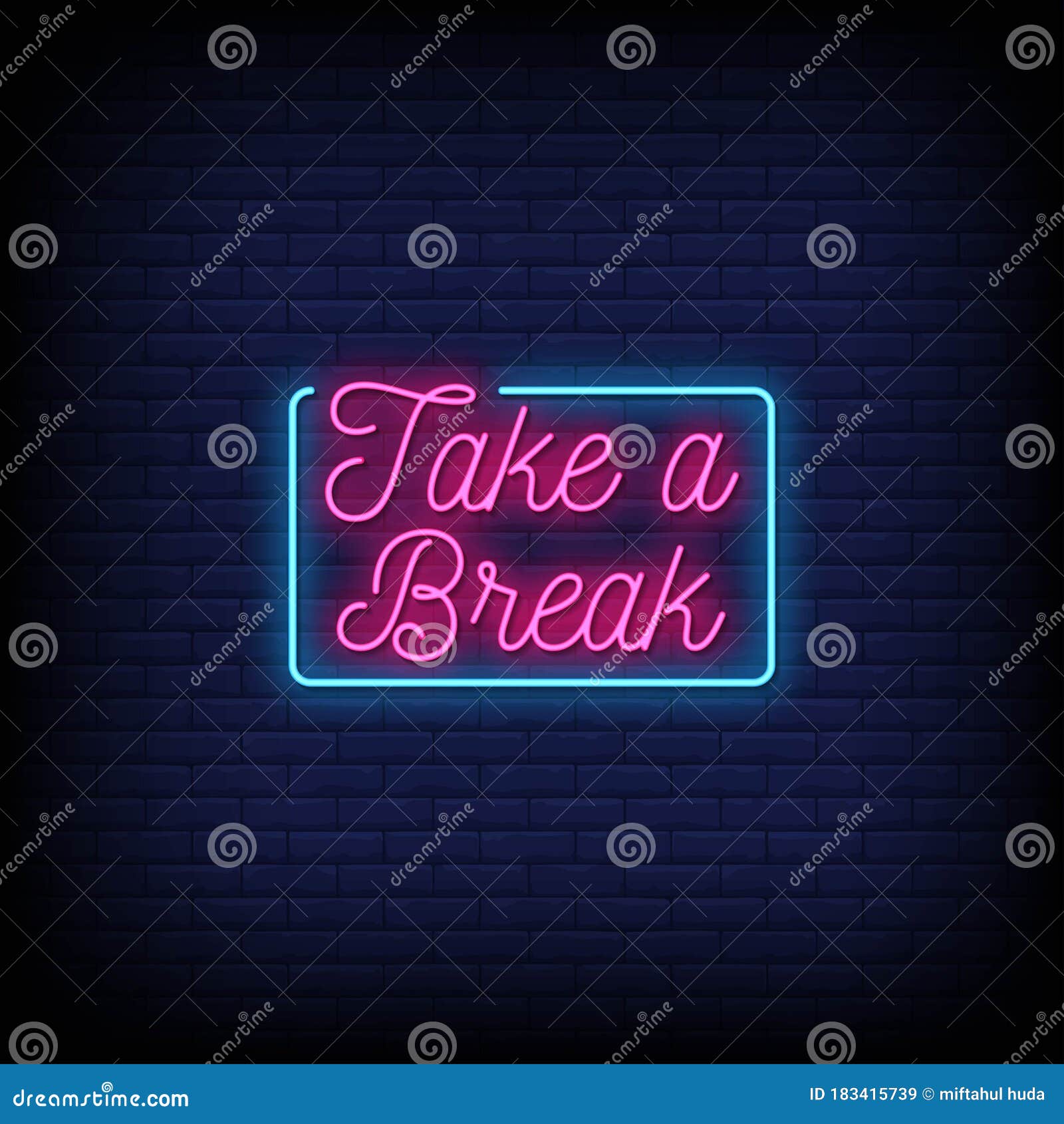 Take a Break Neon Signs Style Text Vector Stock Vector - Illustration ...
