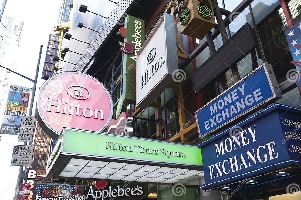 Neon signs in times square editorial image. Image of signage - 28432370