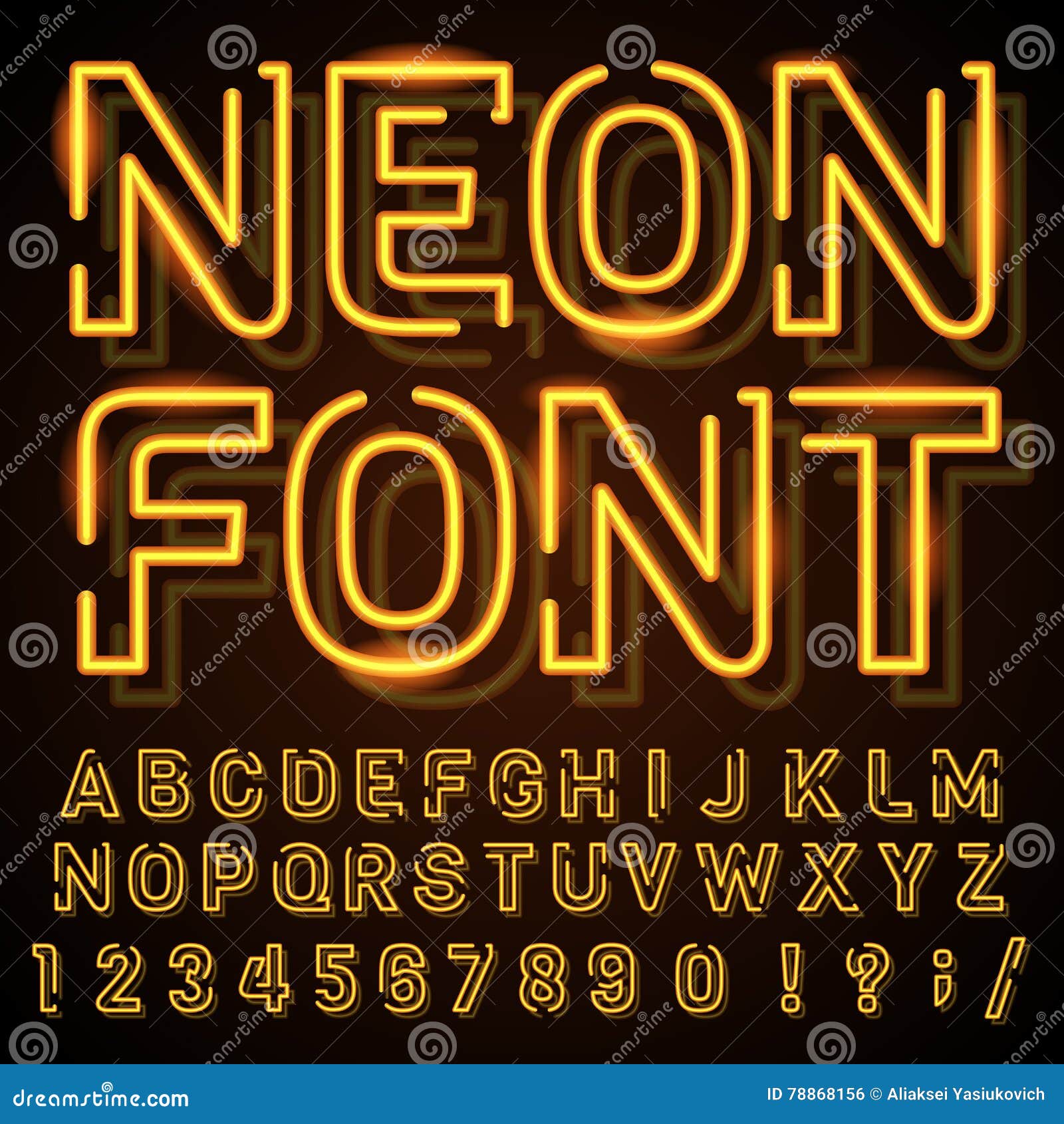 Neon signs vector. stock vector. Illustration of font - 78868156
