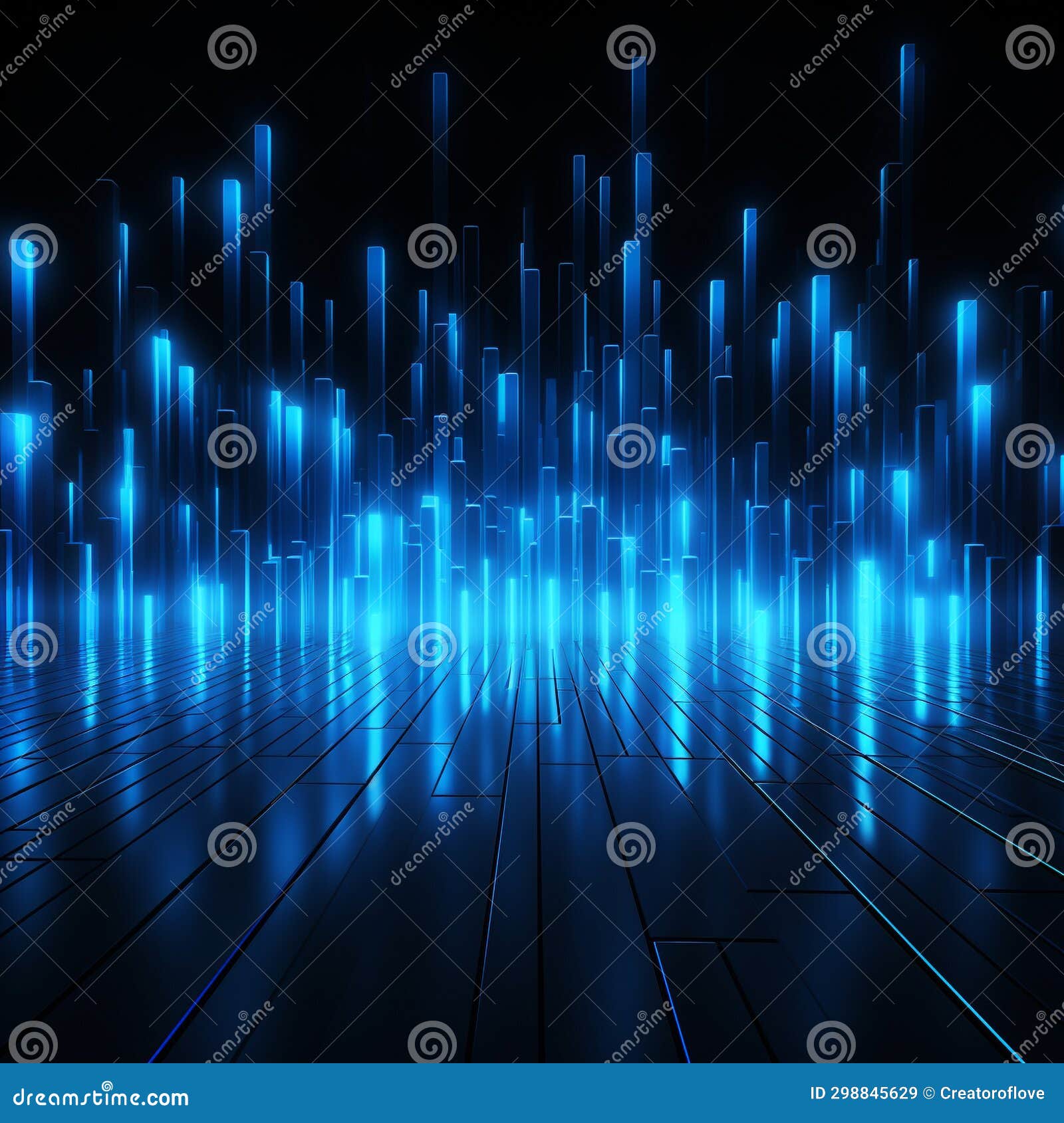 Neon Sky Blue Lights Pattern on Dark Background Stock Illustration ...