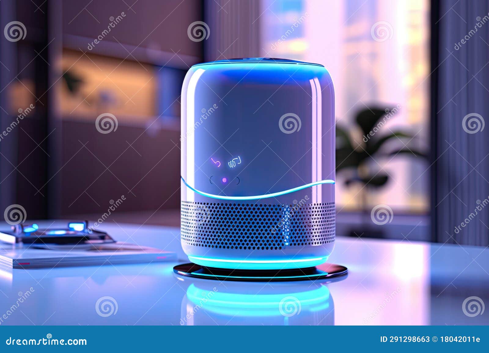 Neon Smart Speaker, Futuristic Voice-activated Device Stock ...