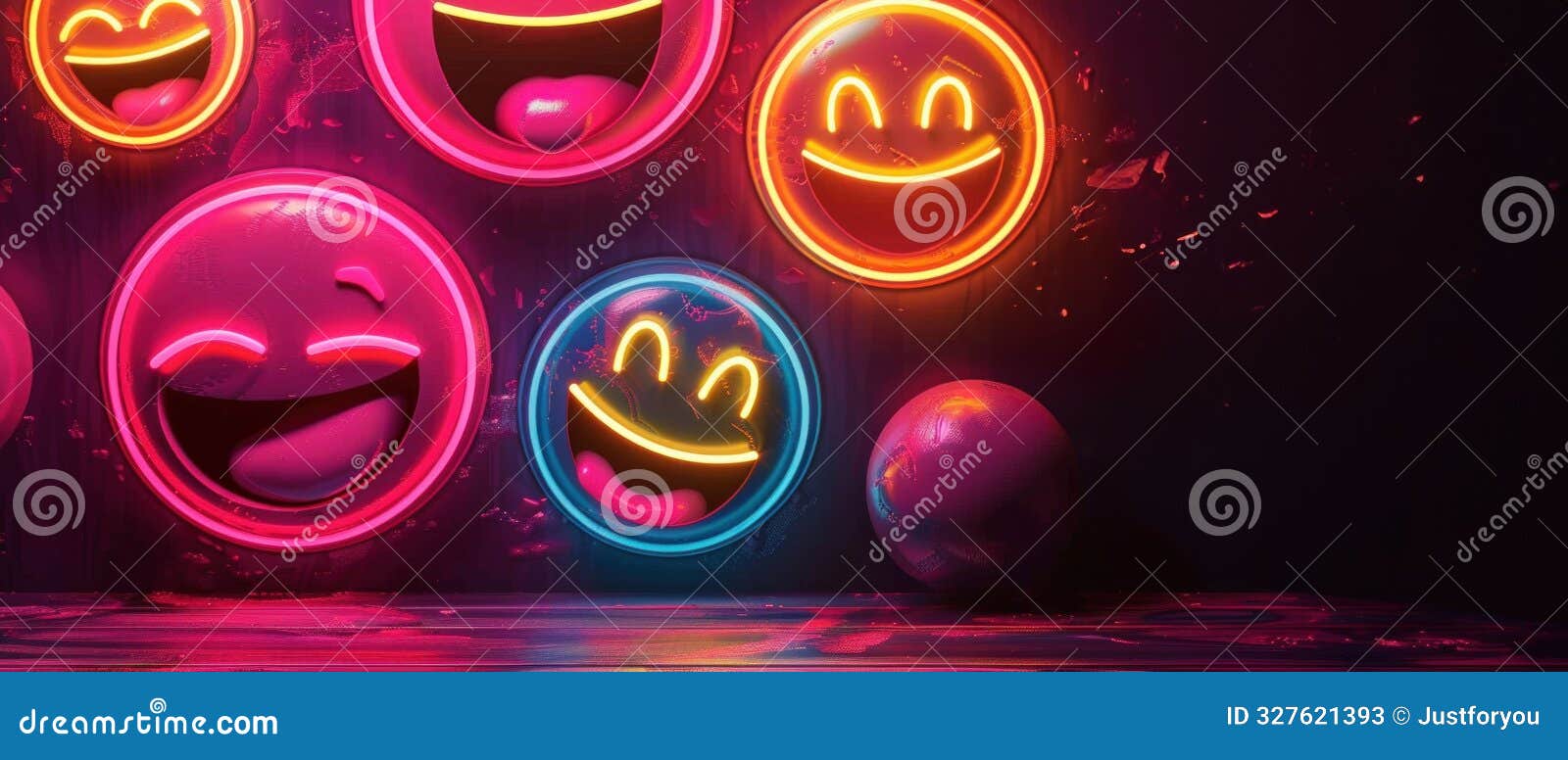 A Neon Smiley Face With Glowing Eyes On A Black Background Stock Photo ...