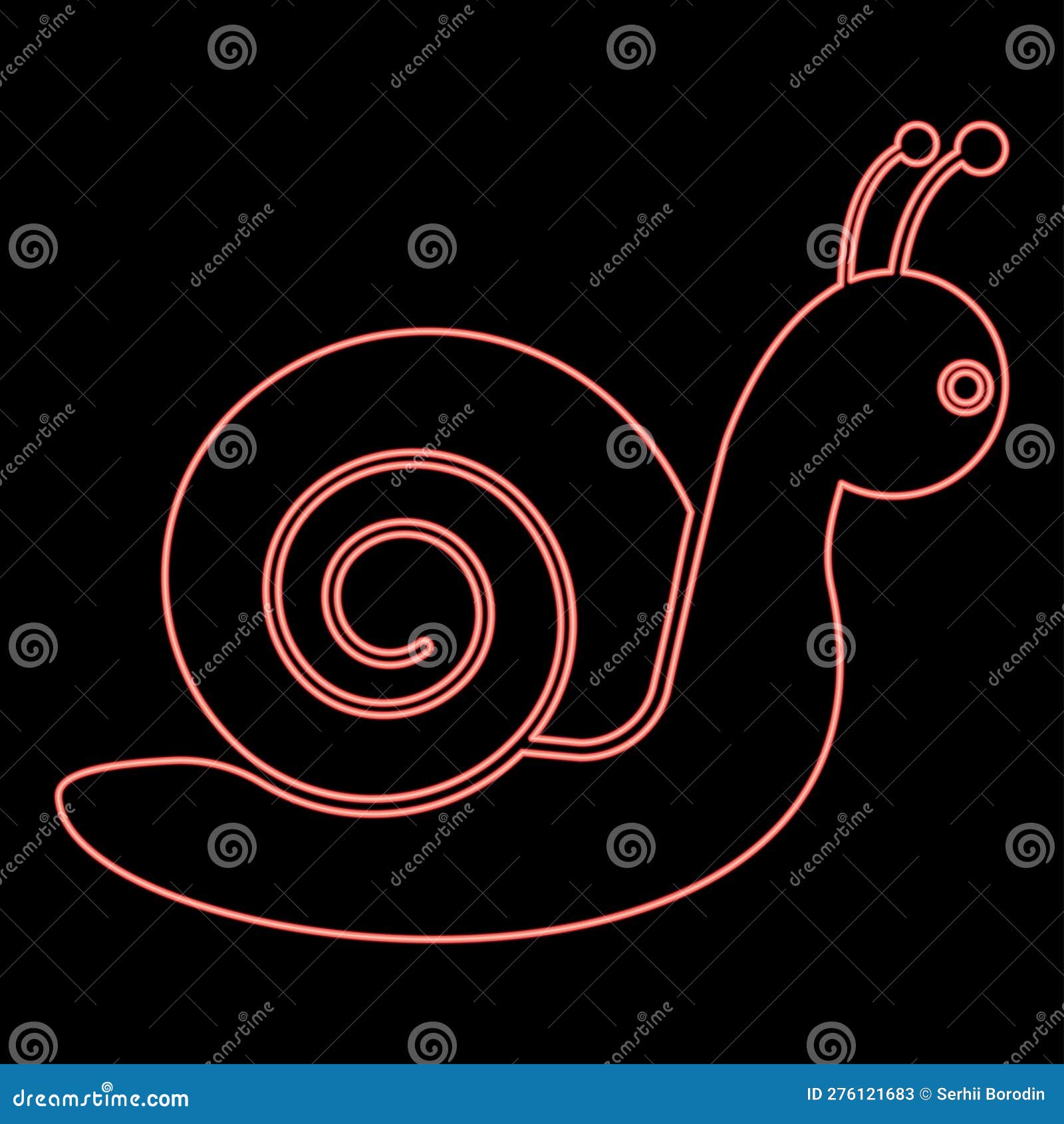 Neon Snail Mollusc Red Color Vector Illustration Image Flat Style Stock ...
