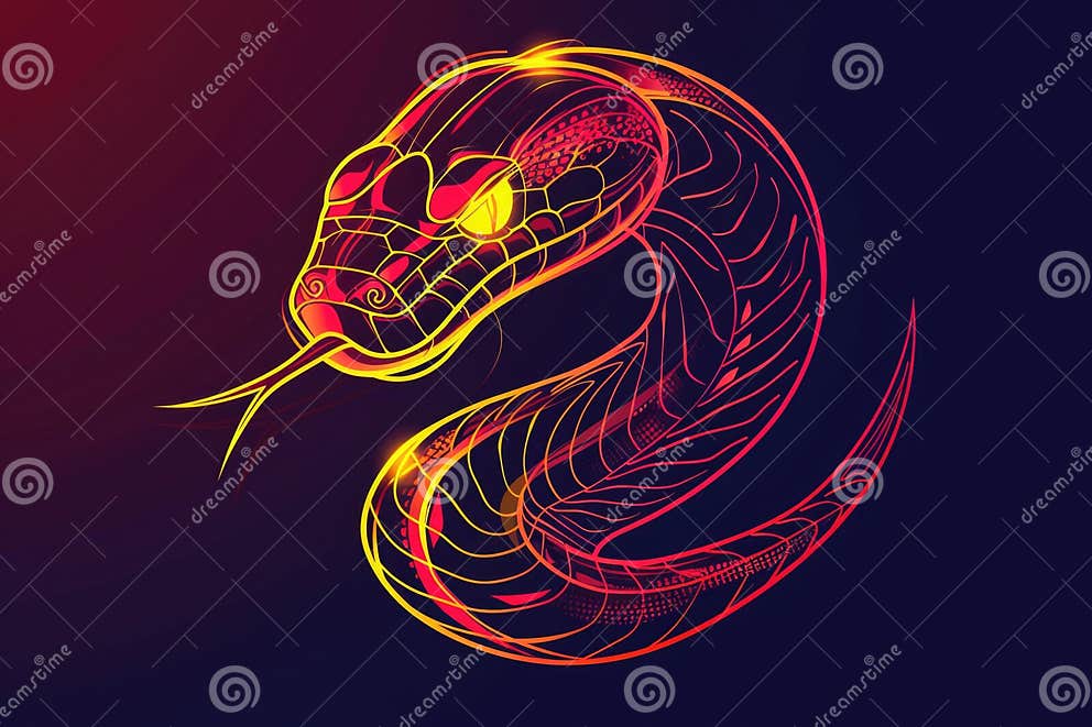 A Neon Snake on a Dark Background, Suitable for Various Design Projects ...