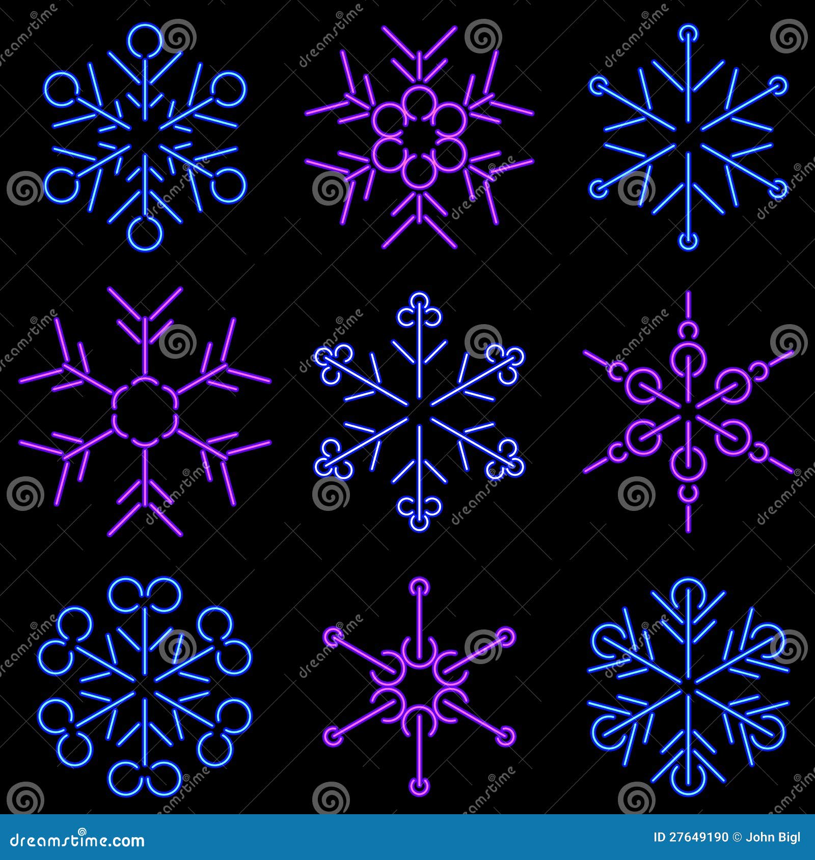 Neon Snowflakes stock vector. Illustration of light, neon - 27649190