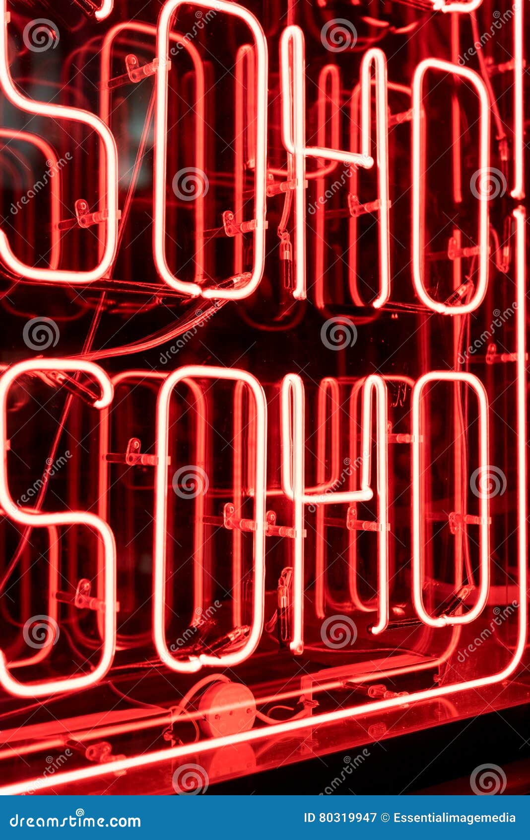 Neon Soho Sign stock image. Image of industry, shady - 80319947