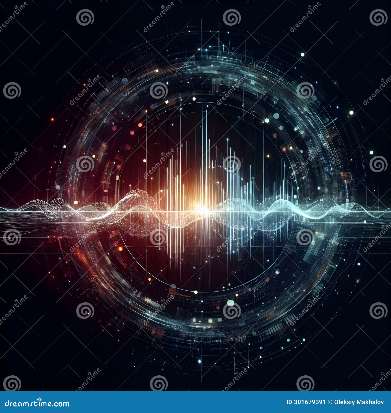 Neon Sound Wave Abstract on Dark Background Stock Illustration ...