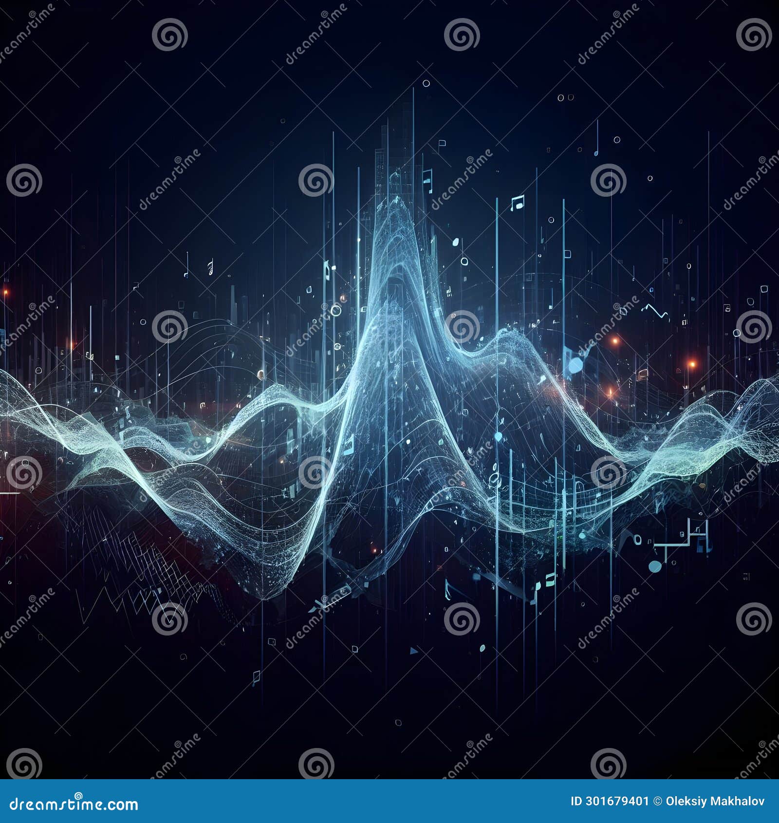 Neon Sound Wave Abstract on Dark Background Stock Illustration ...