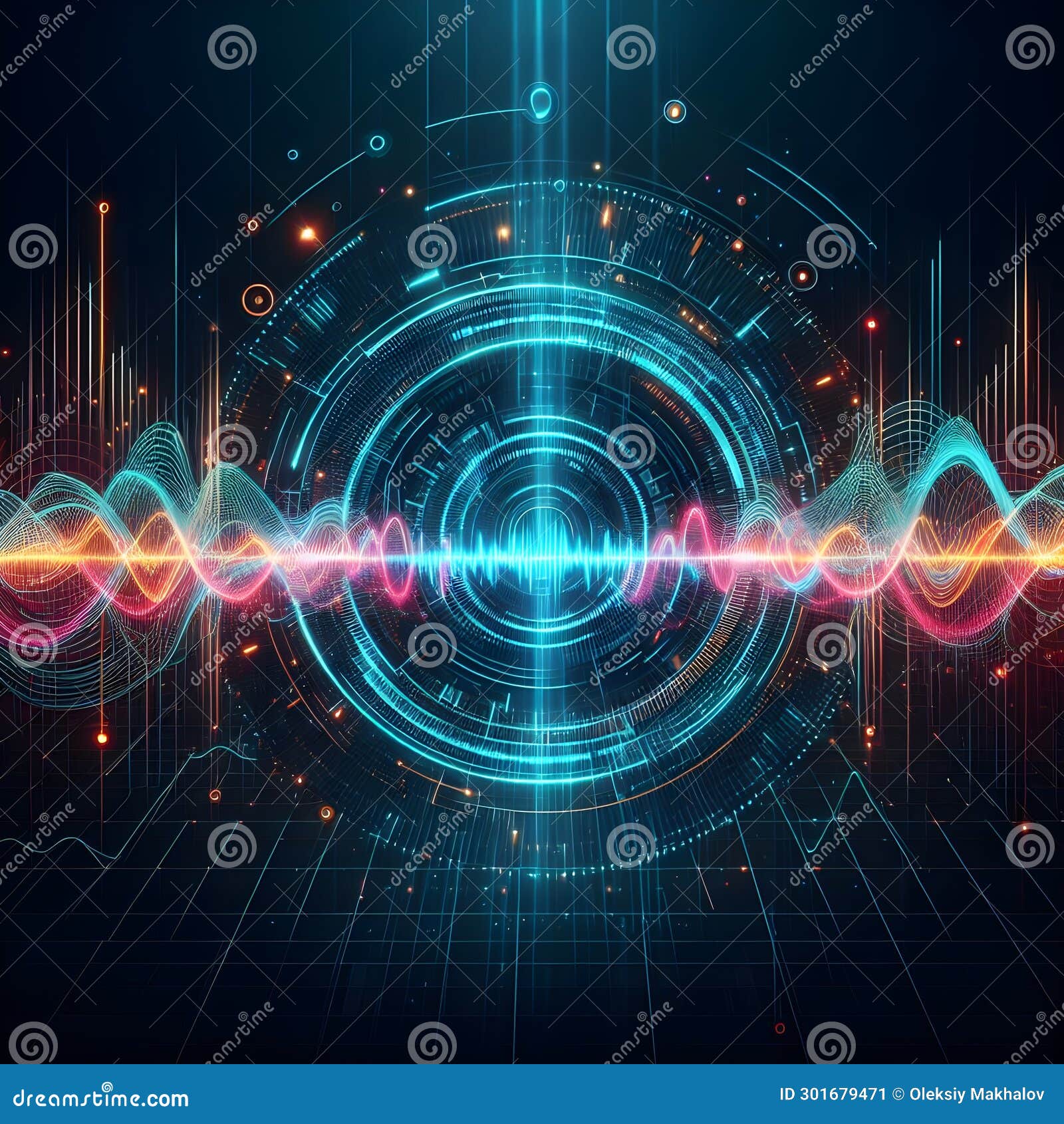 Neon Sound Wave Abstract On Dark Background Royalty-Free Stock ...
