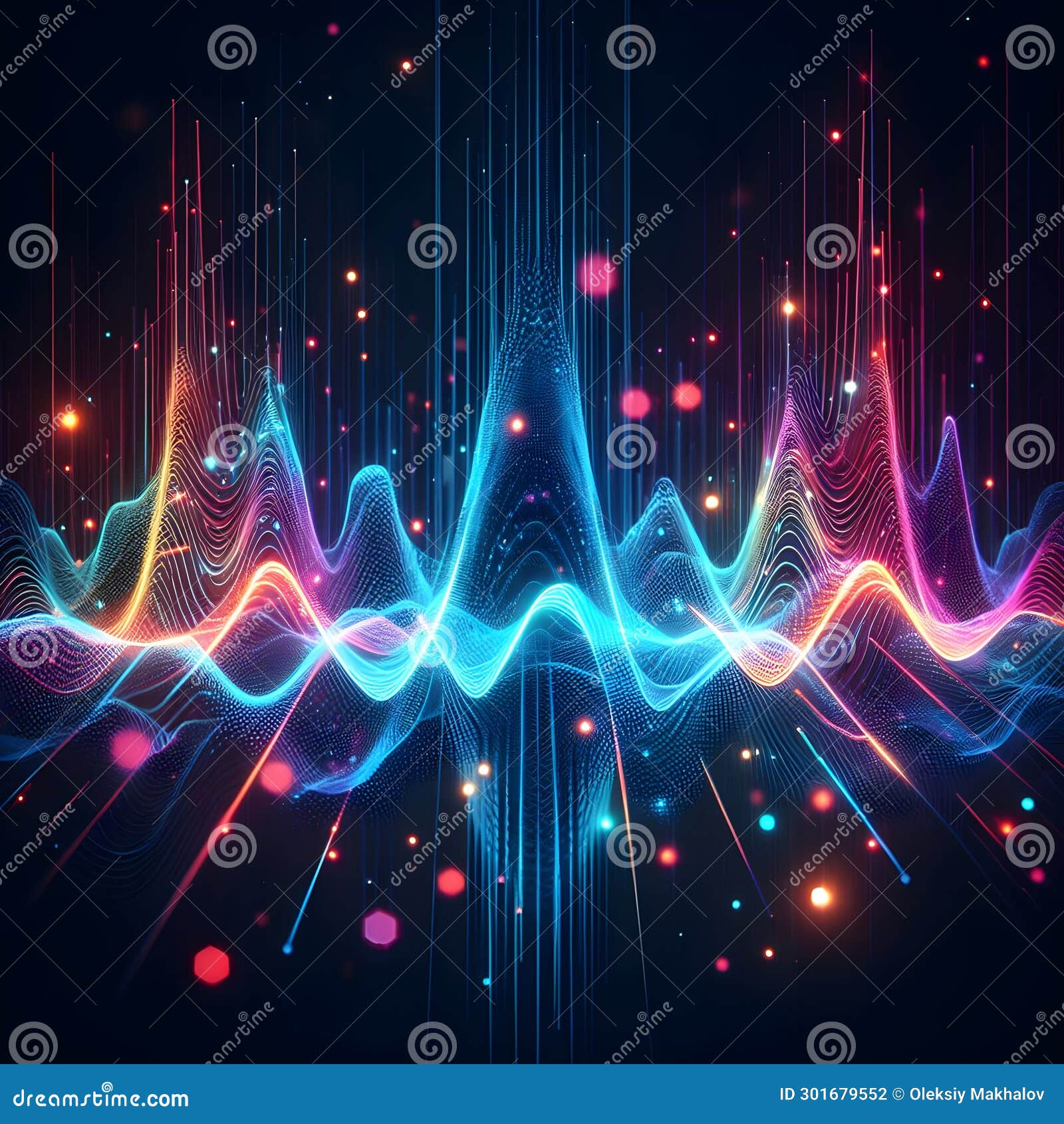 Neon Sound Wave Abstract on Dark Background Stock Illustration ...