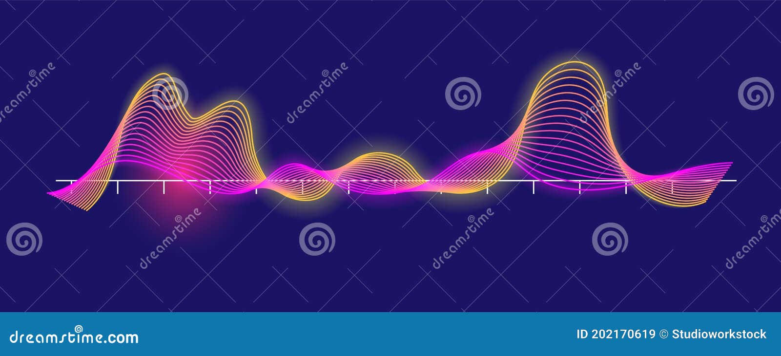 Neon Sound Wave Spectrum Isolated on Dark Background Stock Vector ...