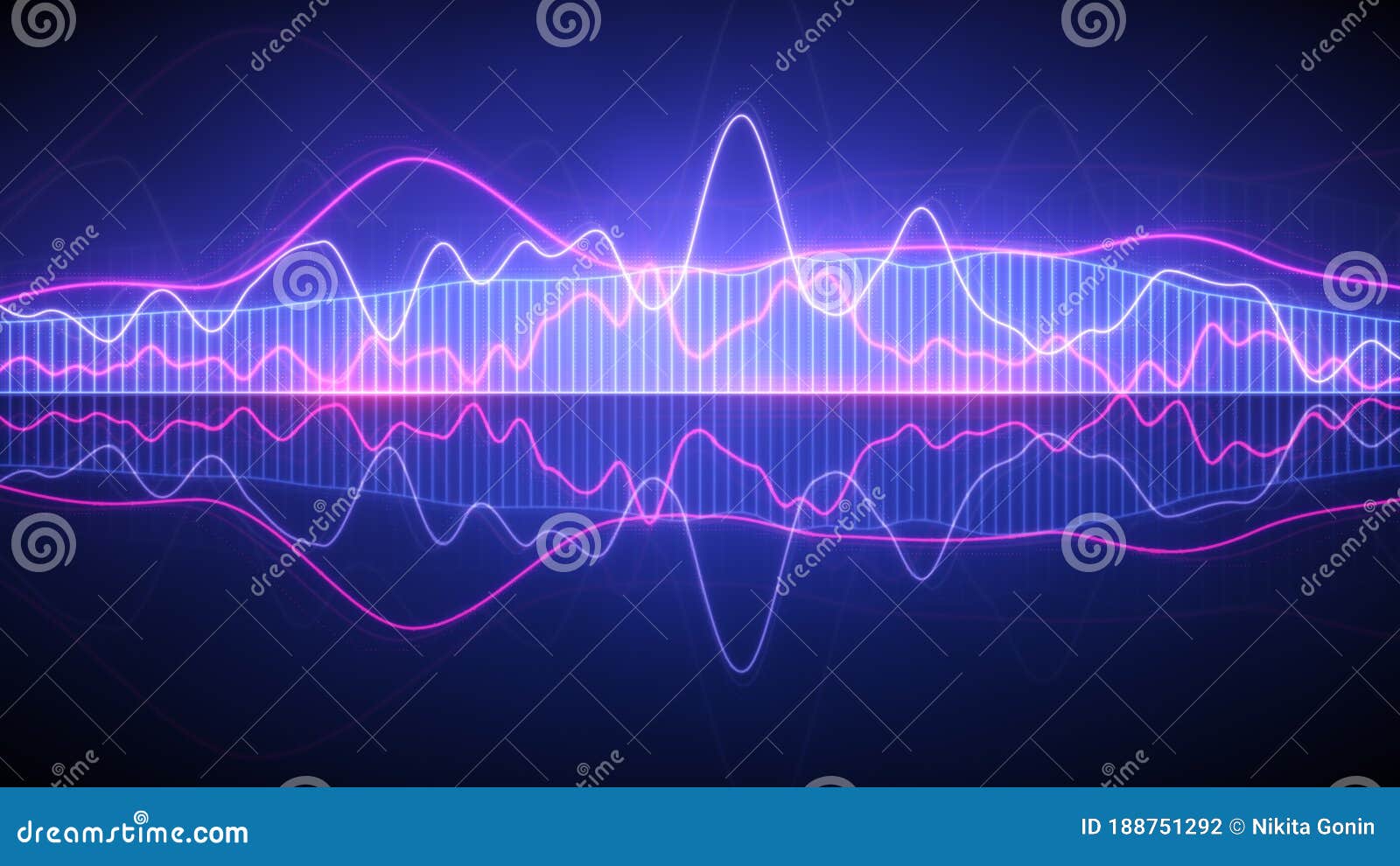 Neon Sound Waves Oscillating Glow Light, Abstract Technology Backgroud ...