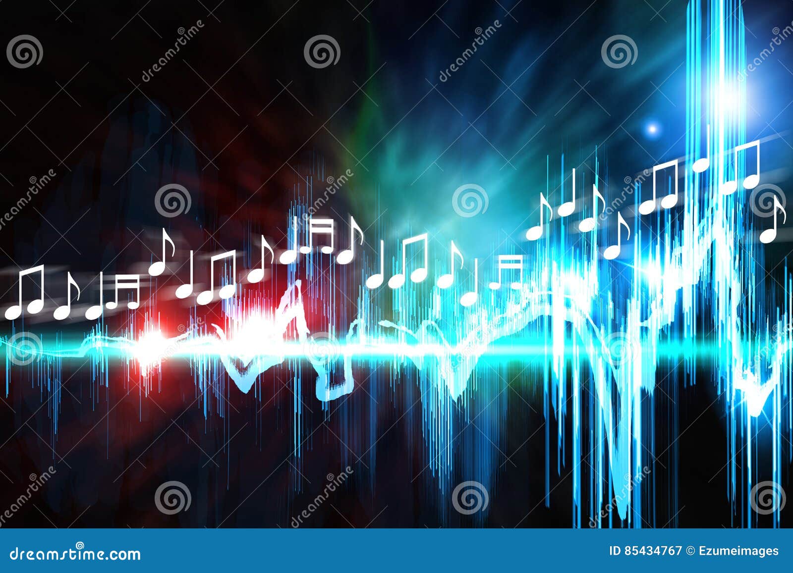 Neon Soundwave Notes stock illustration. Illustration of analog - 85434767